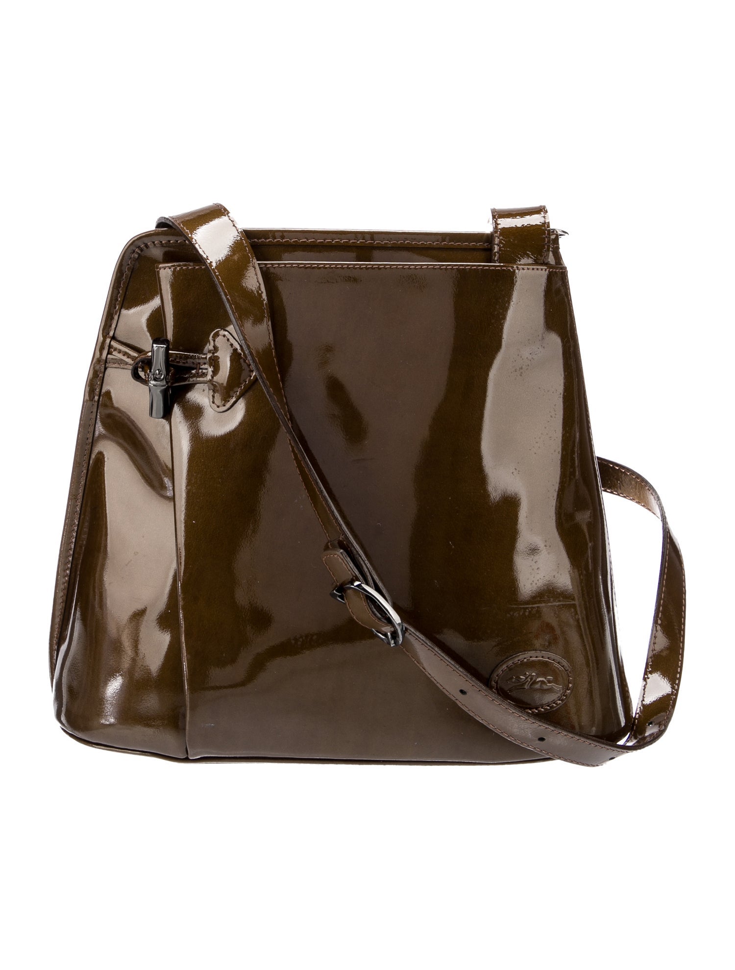 Longchamp Patent Leather Shoulder Bag - Brown Shoulder Bags, Handbags ...