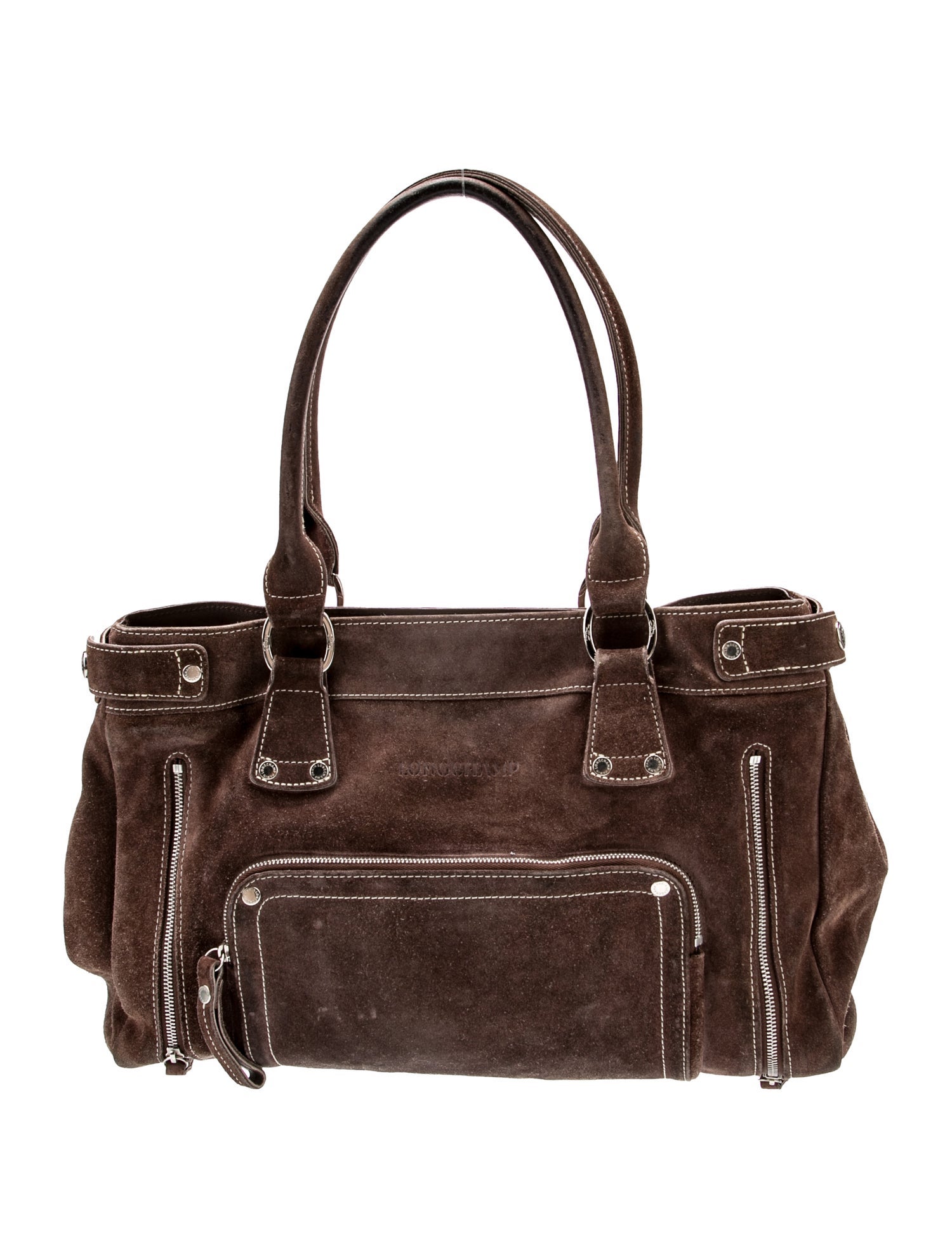 Longchamp Suede Shoulder Bag - Brown Shoulder Bags, Handbags - WL883222 ...