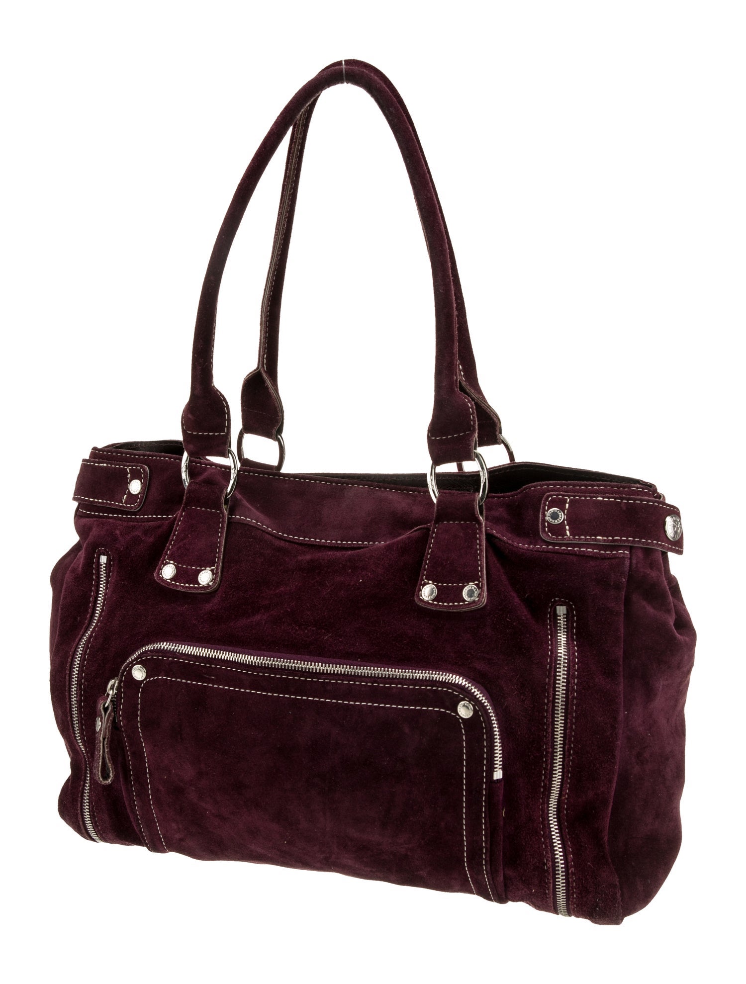 Longchamp Suede Shoulder Bag - Purple Shoulder Bags, Handbags ...