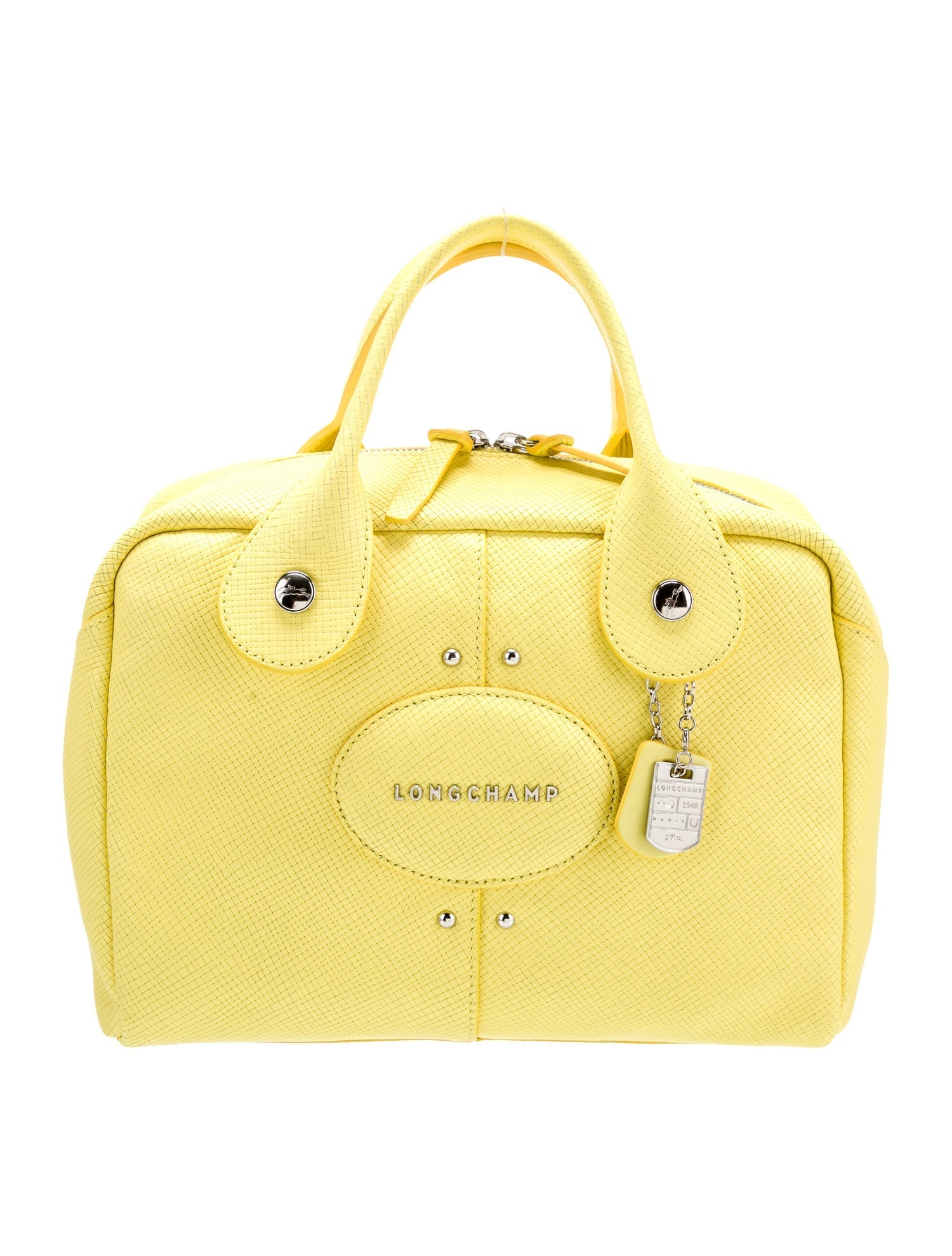 Longchamp Leather Top Handle Bag - Yellow Handle Bags, Handbags ...