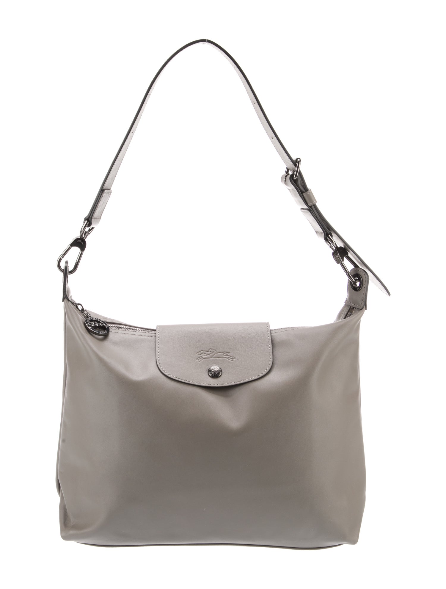 Longchamp Leather Shoulder Bag - Grey Shoulder Bags, Handbags ...