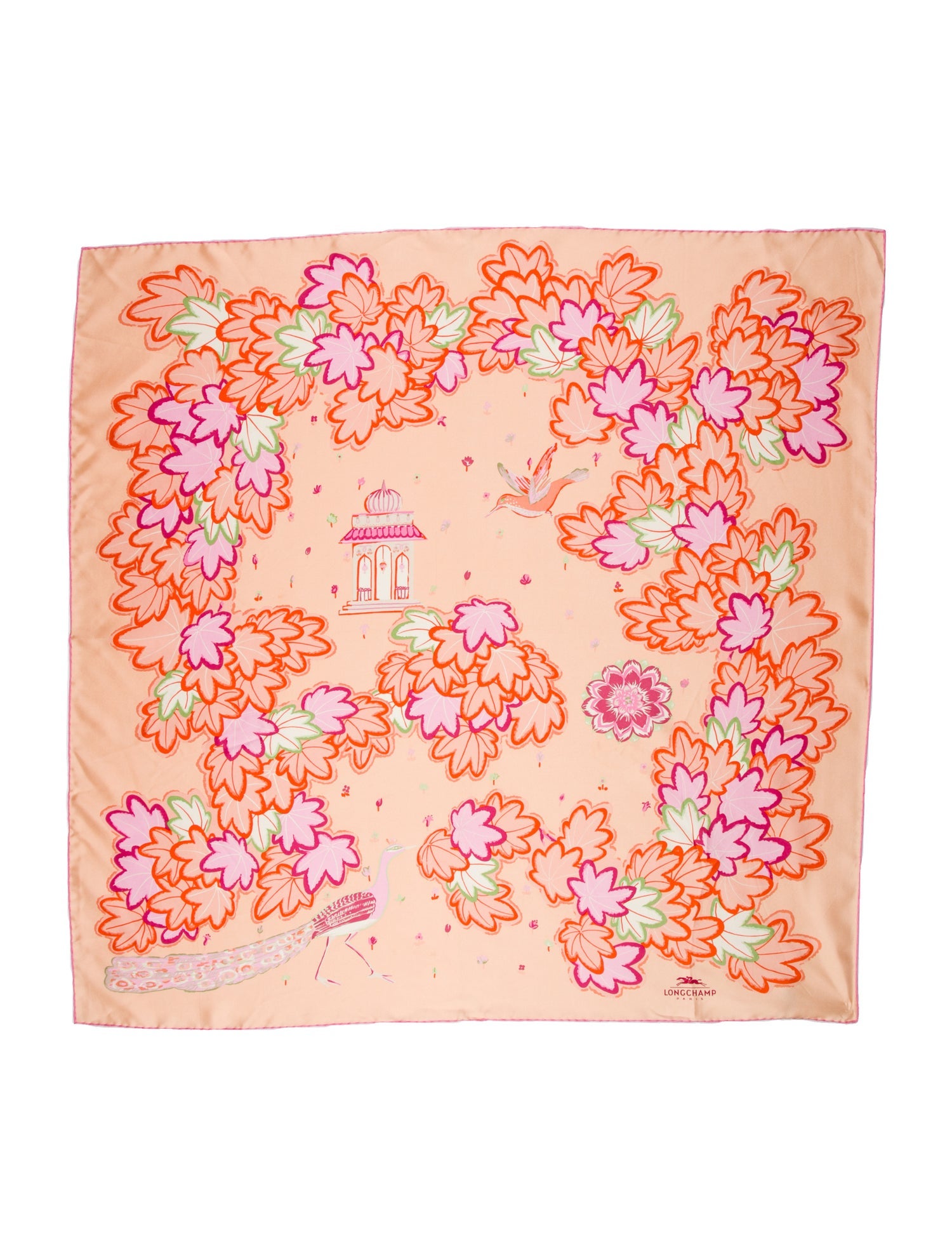 Longchamp Silk Printed Scarf - Orange Scarves and Shawls, Accessories ...