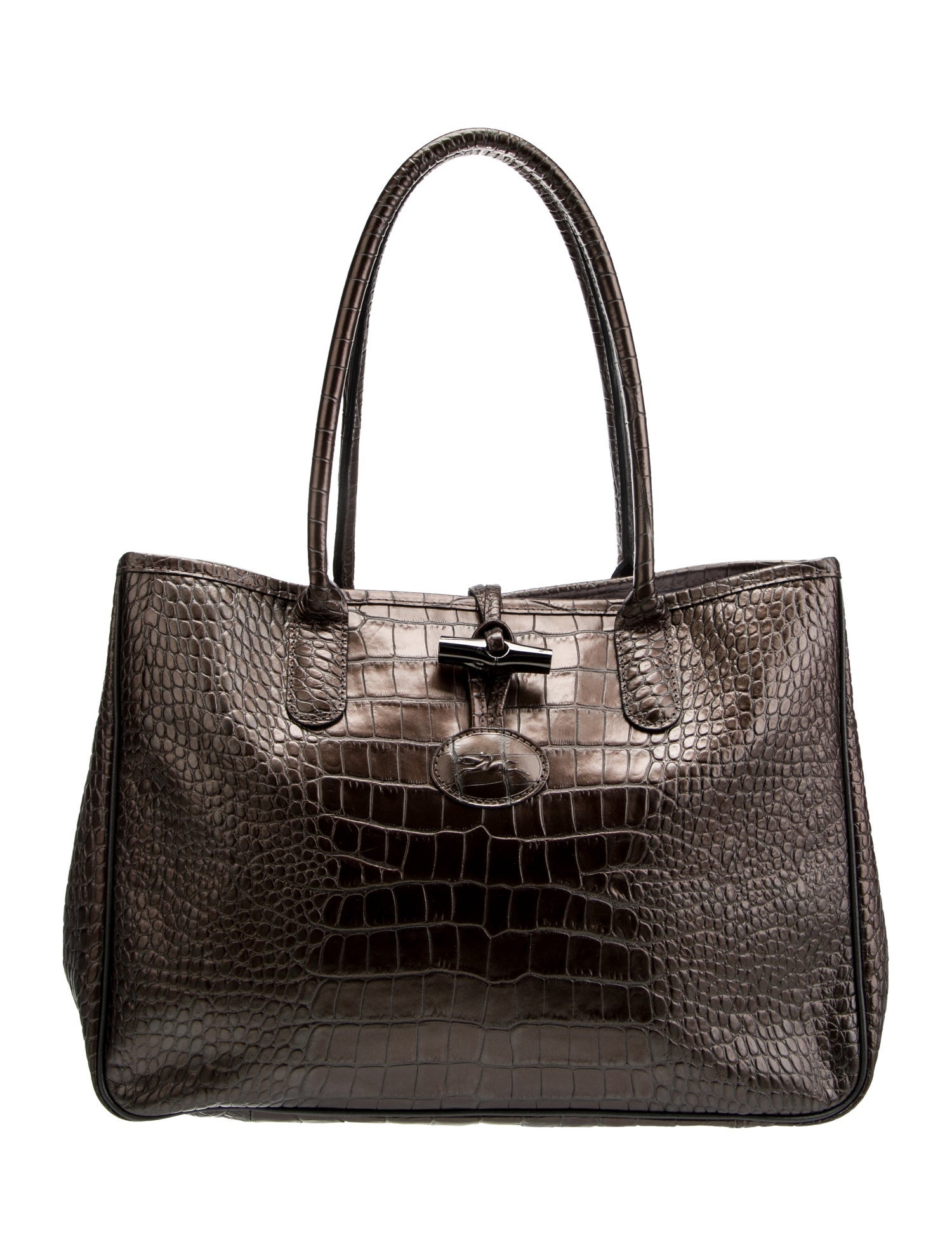 Longchamp Embossed Leather Shoulder Bag - Brown Shoulder Bags, Handbags ...