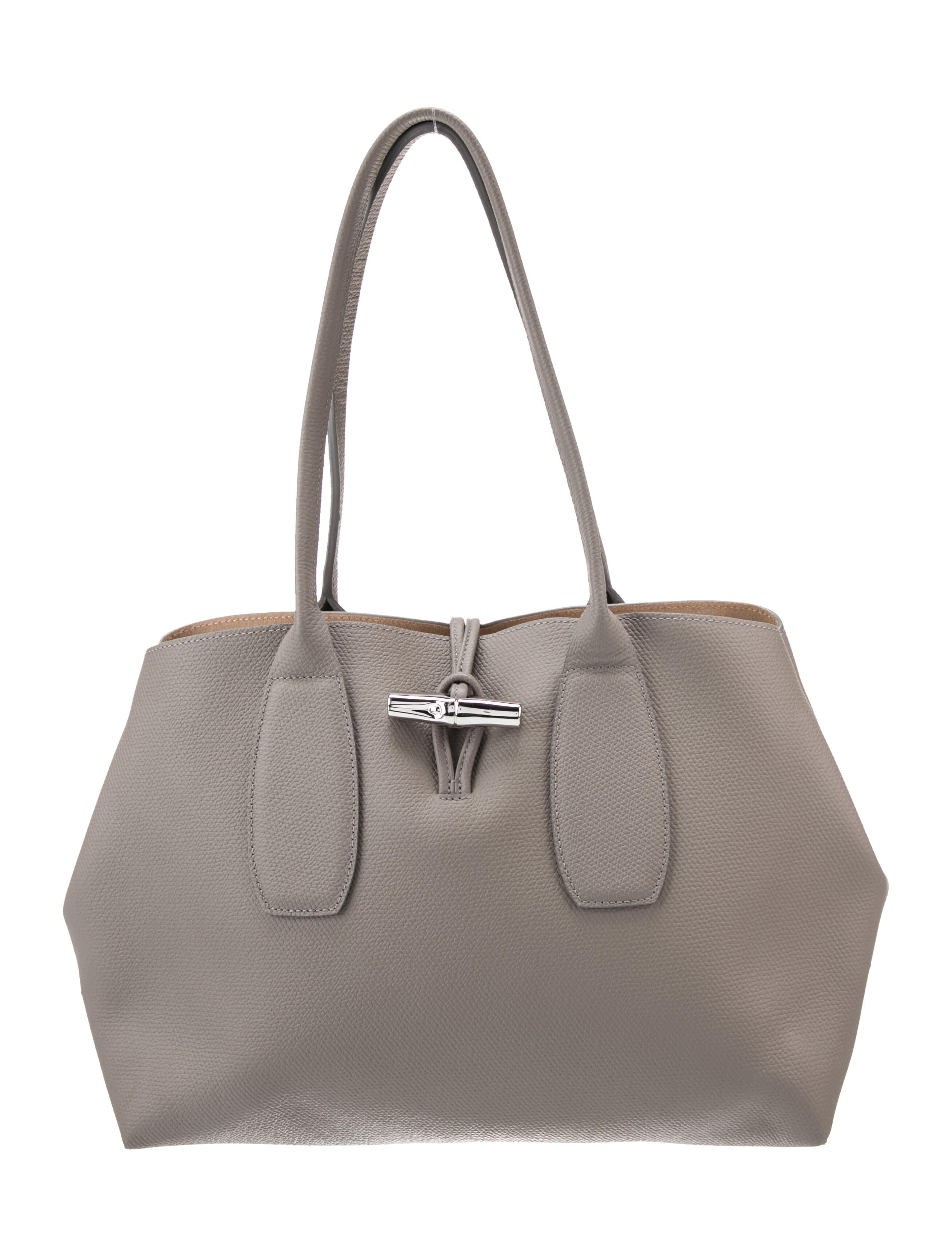 Longchamp Leather Shoulder Bag - Grey Shoulder Bags, Handbags ...