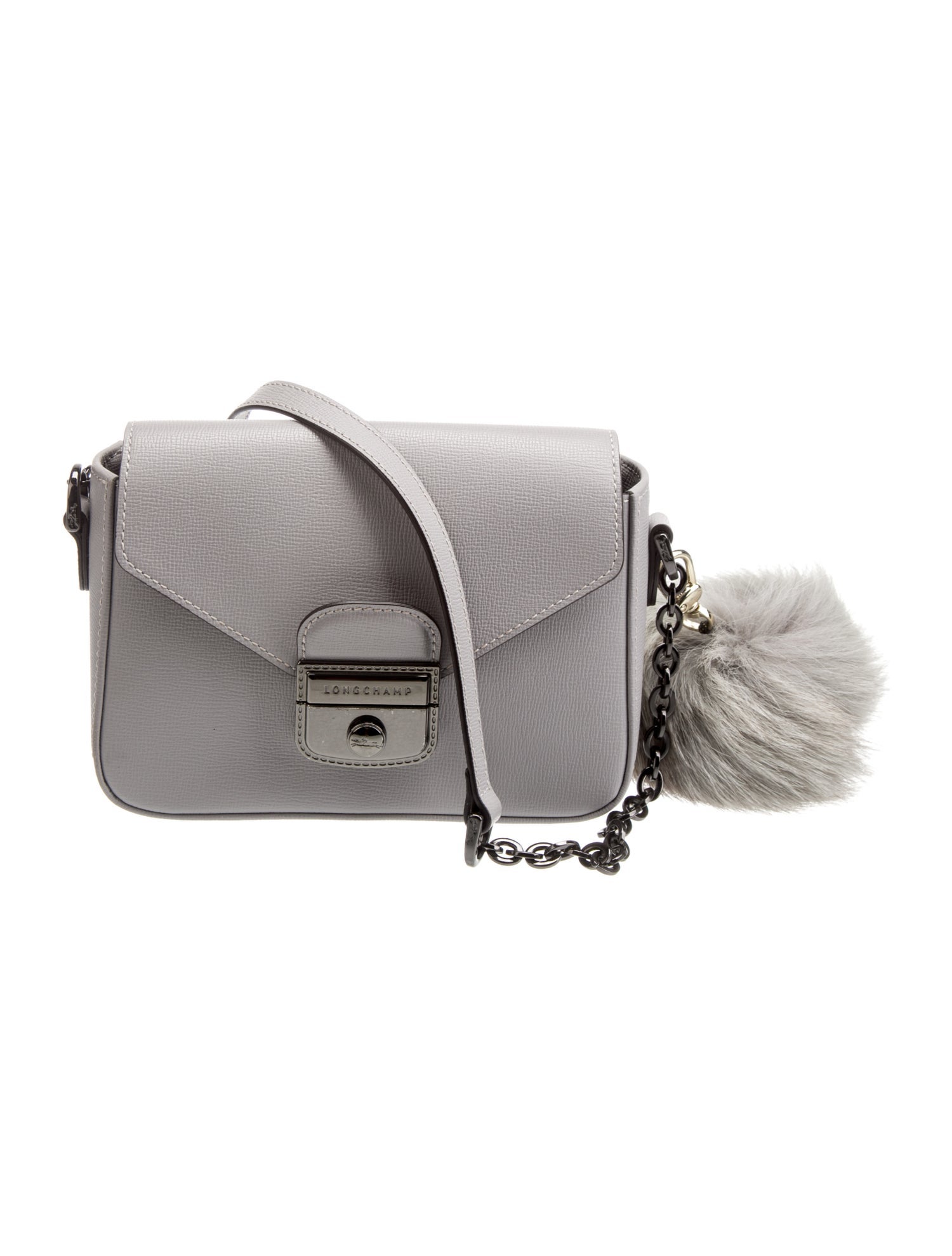 Longchamp Leather Crossbody Bag - Silver Crossbody Bags, Handbags ...