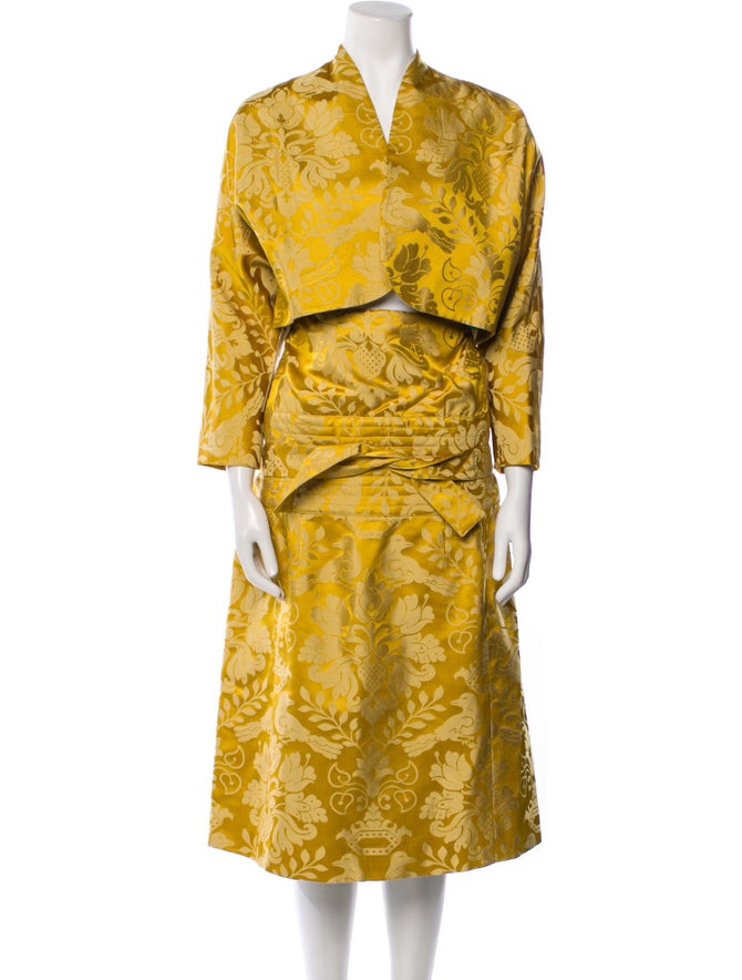 lee anderson couture Printed Dress Set - Yellow Suits and Sets ...