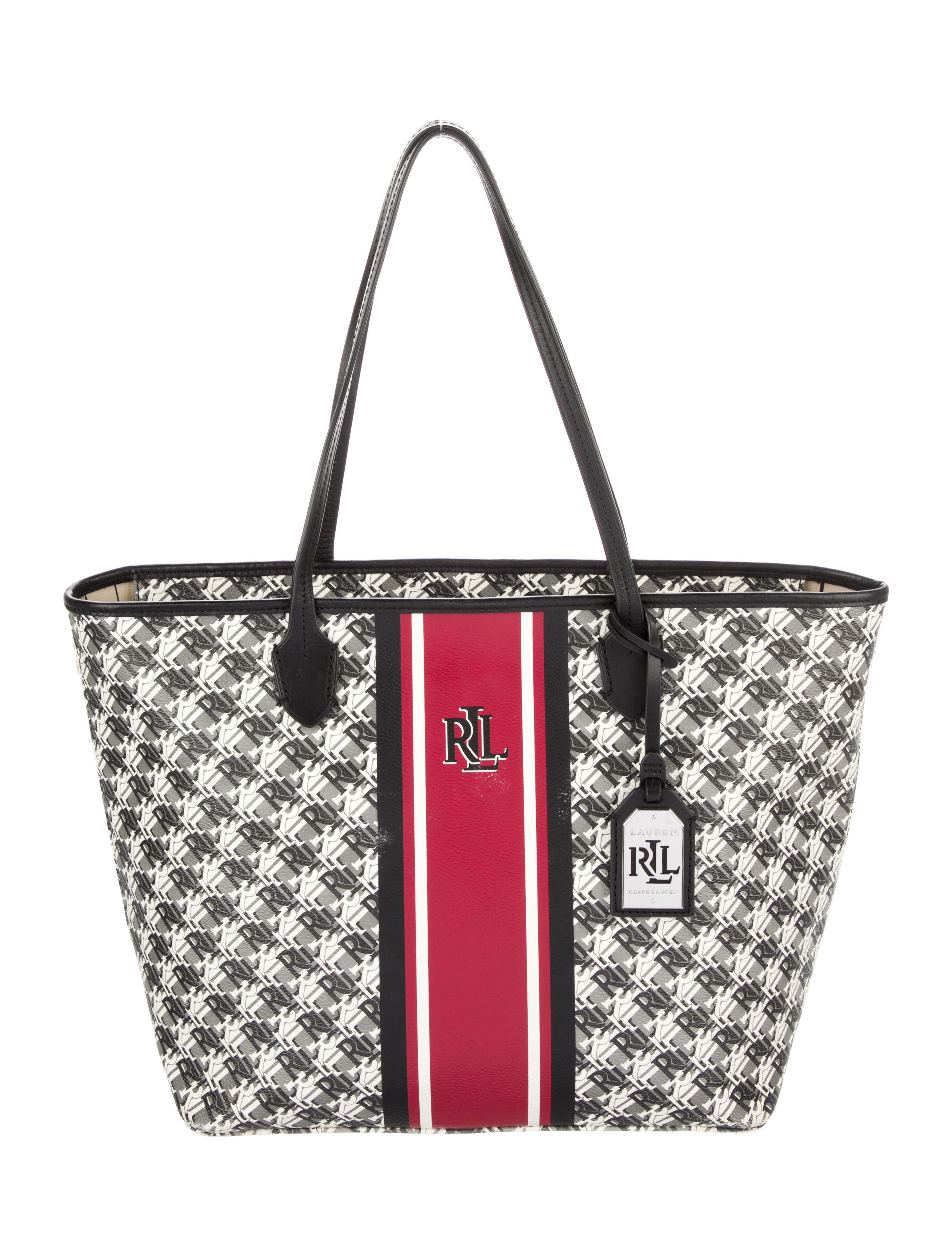 Lauren by Ralph Lauren Leather Trimmed Tote Bag - Grey Totes, Handbags ...