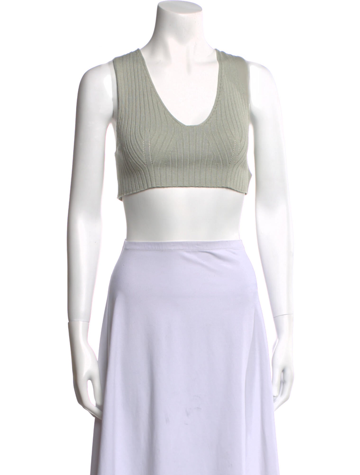 Low Classic V-Neck Sleeveless Crop Top - Green Tops, Clothing ...