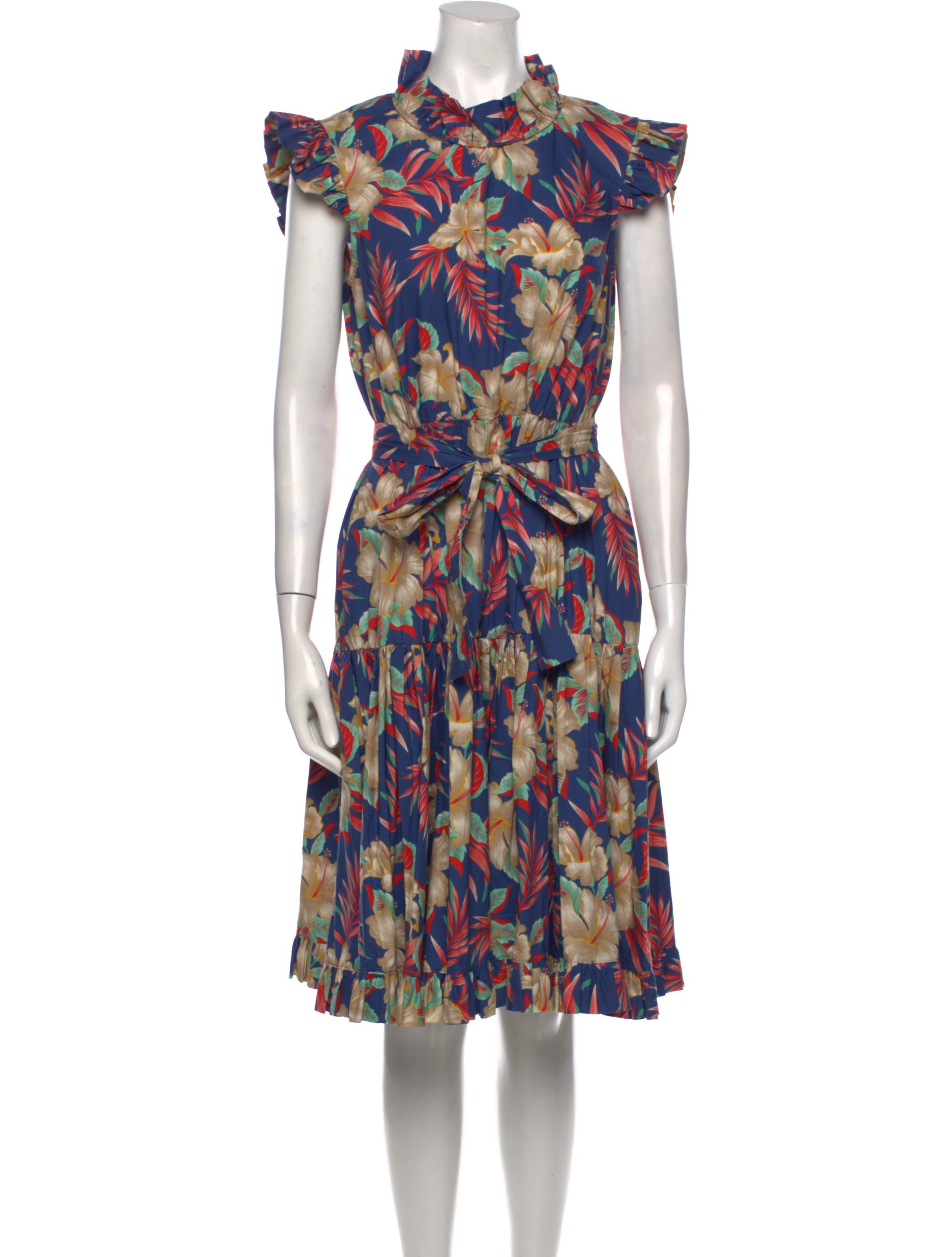 La DoubleJ Floral Print Knee-Length Dress - Blue Dresses, Clothing ...