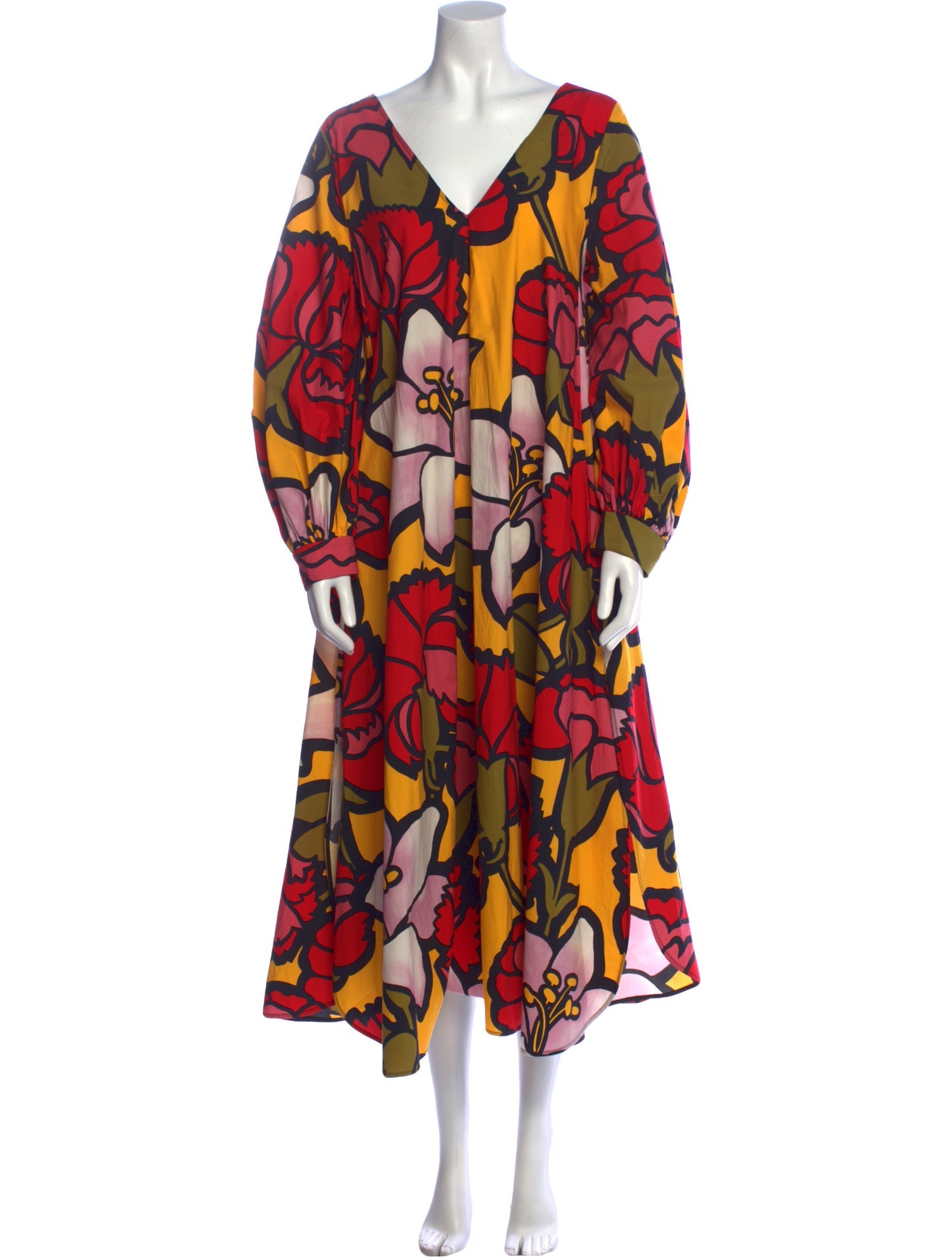 La DoubleJ Floral Print Long Dress - Red Dresses, Clothing - WLDBJ27944 ...