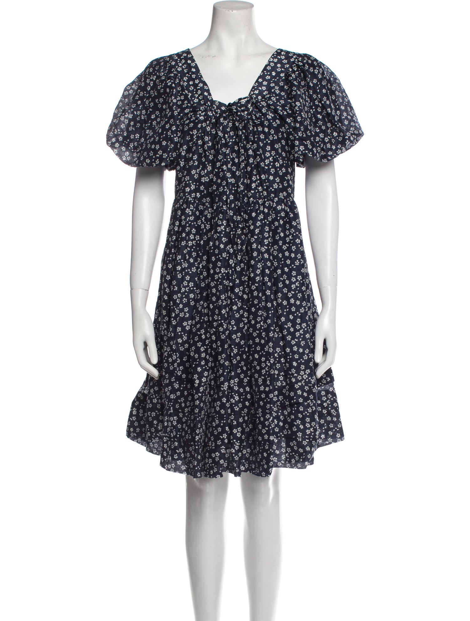 Lee Mathews Floral Print Knee-Length Dress - Blue Dresses, Clothing ...