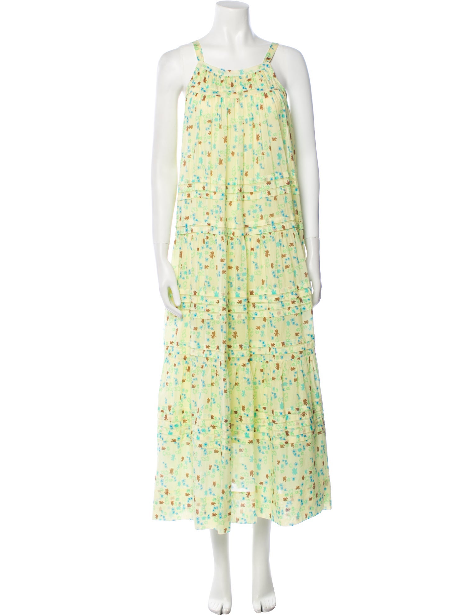 Lee Mathews Floral Print Long Dress - Yellow Dresses, Clothing ...