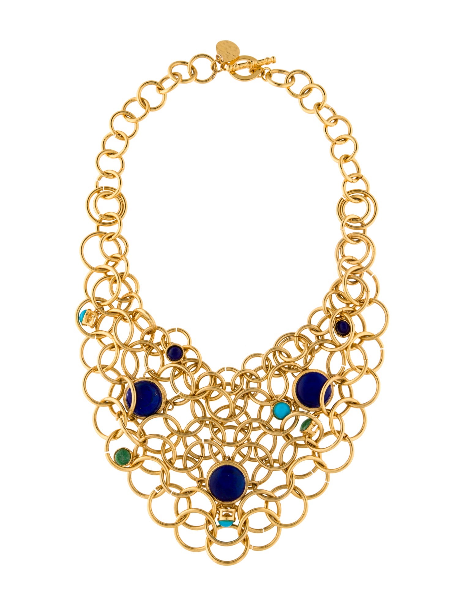 Devon Leigh Stone Cluster Statement Necklace - Blue, Gold-Plated Collar ...