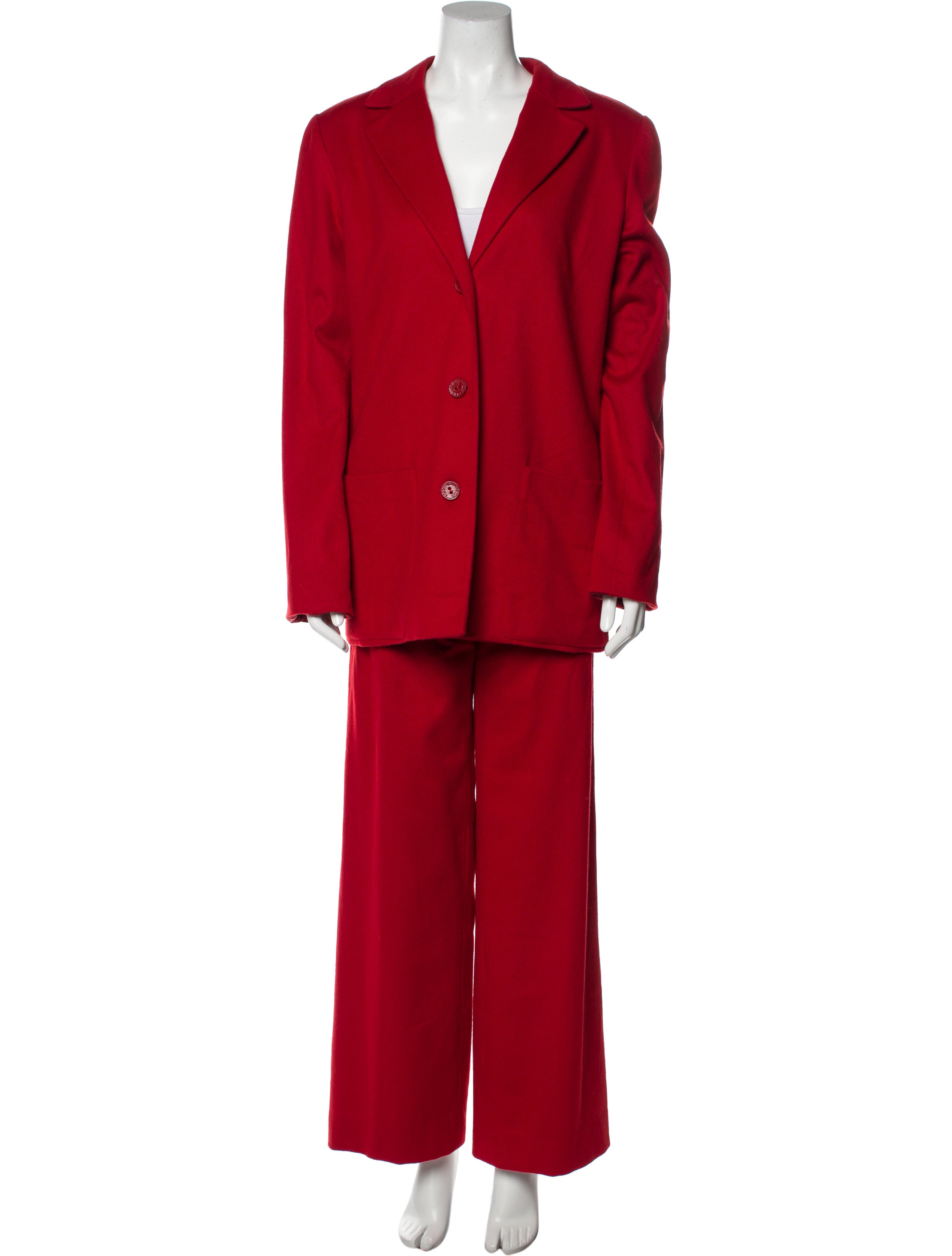 Leonard Vintage Late 1980's - Early 1990's Pantsuit - Red, 11.5" Rise ...