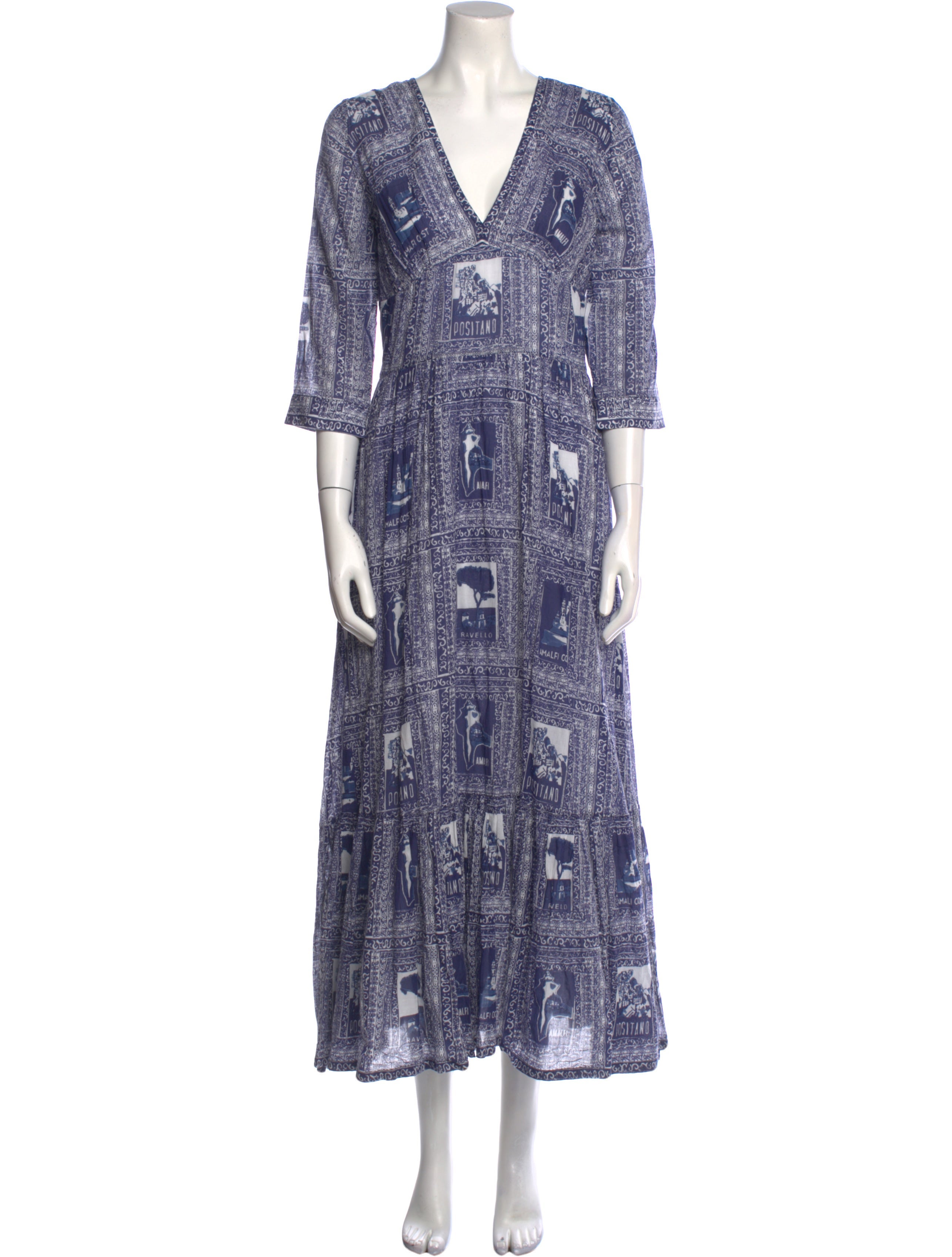 Le Sirenuse Positano Printed Long Dress w/ Tags - Blue Dresses ...