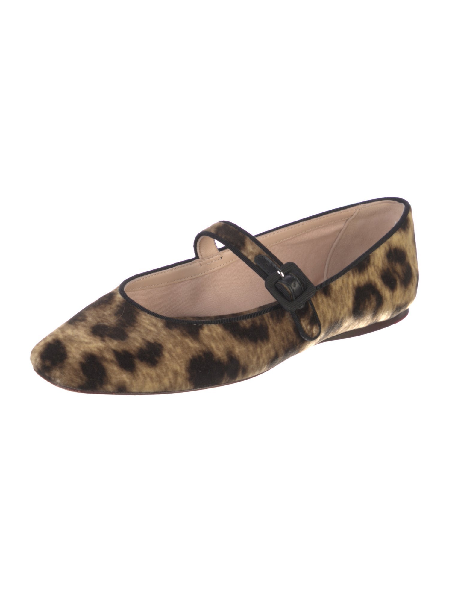 Loeffler Randall Velvet Animal Print Mary Jane Flats - Brown Flats ...