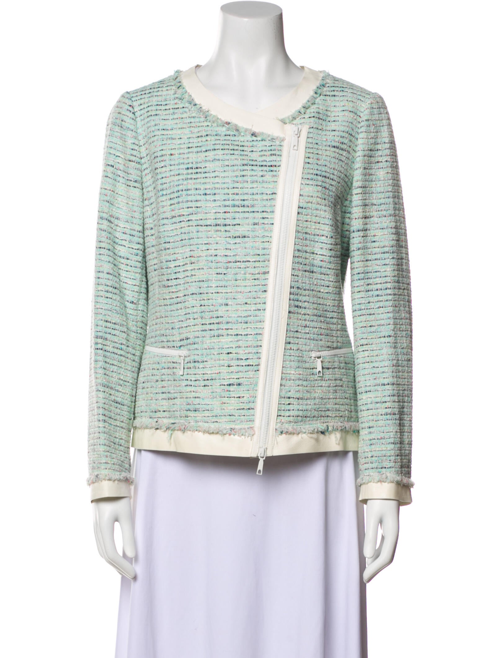 Akris Silk Tweed Pattern Evening Jacket - Blue Jackets, Clothing ...