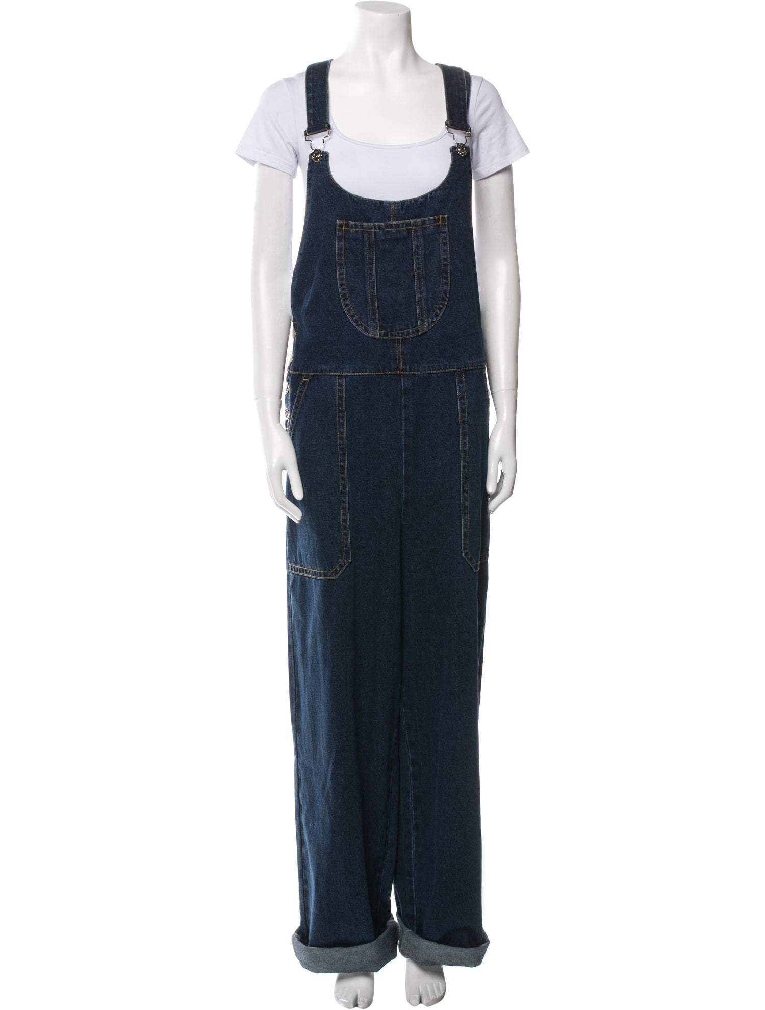 L.F.Markey Square Neckline Jumpsuit - Blue, 13" Rise Jumpsuits and ...
