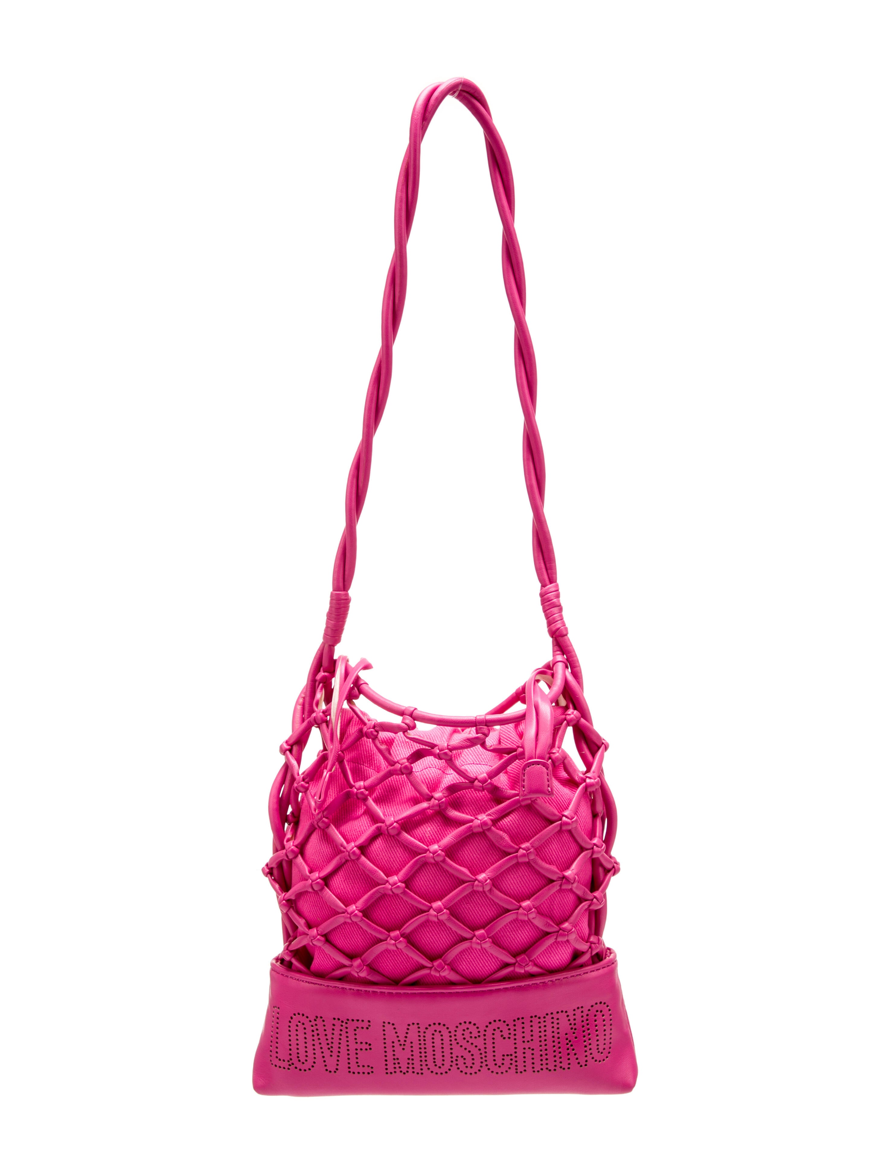 Love Moschino Weaved Leather Bucket Bag - Pink Bucket Bags, Handbags ...