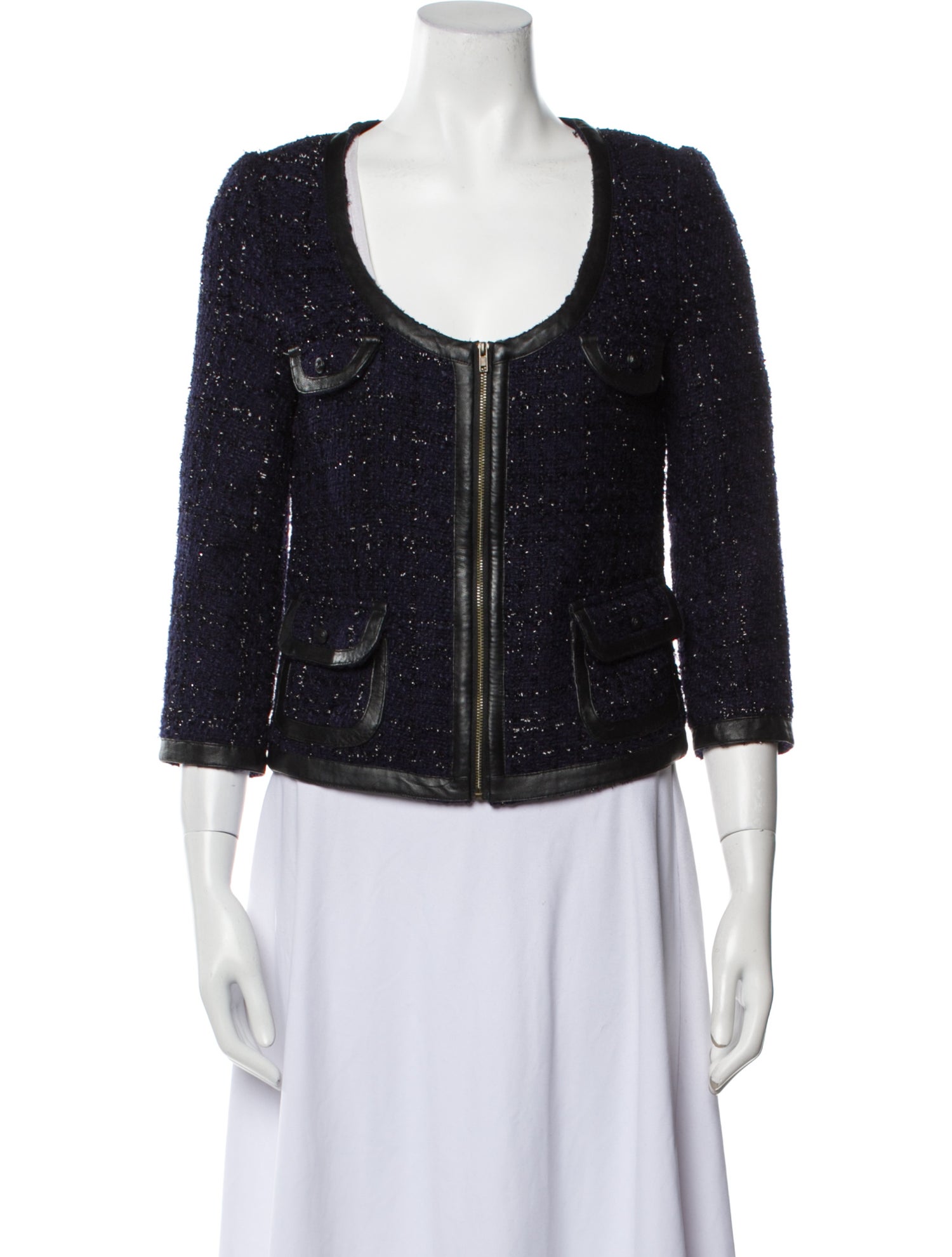 Line & Dot Tweed Pattern Evening Jacket - Blue Jackets, Clothing ...