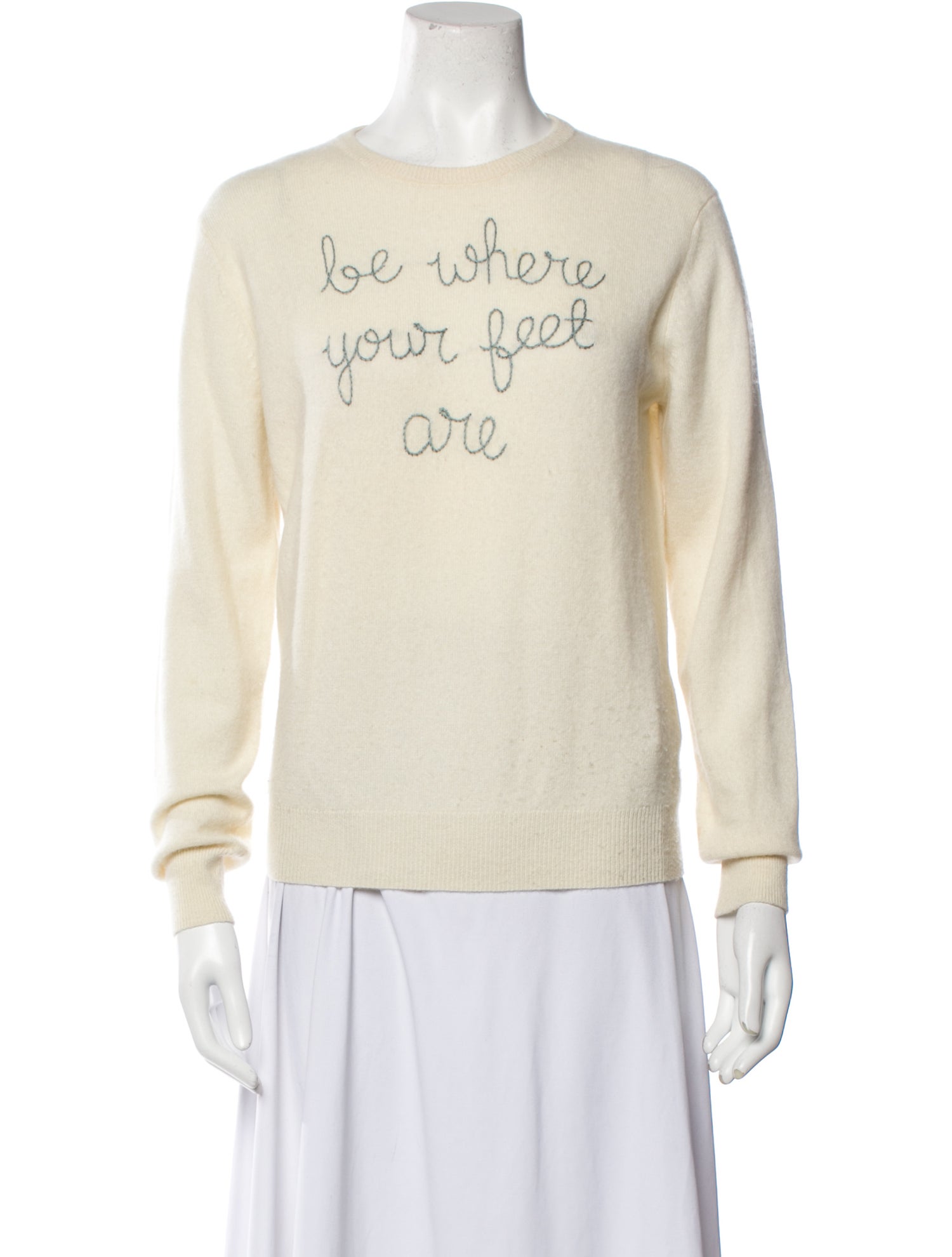 Lingua Franca Cashmere Graphic Print Sweater - Neutrals Knitwear ...