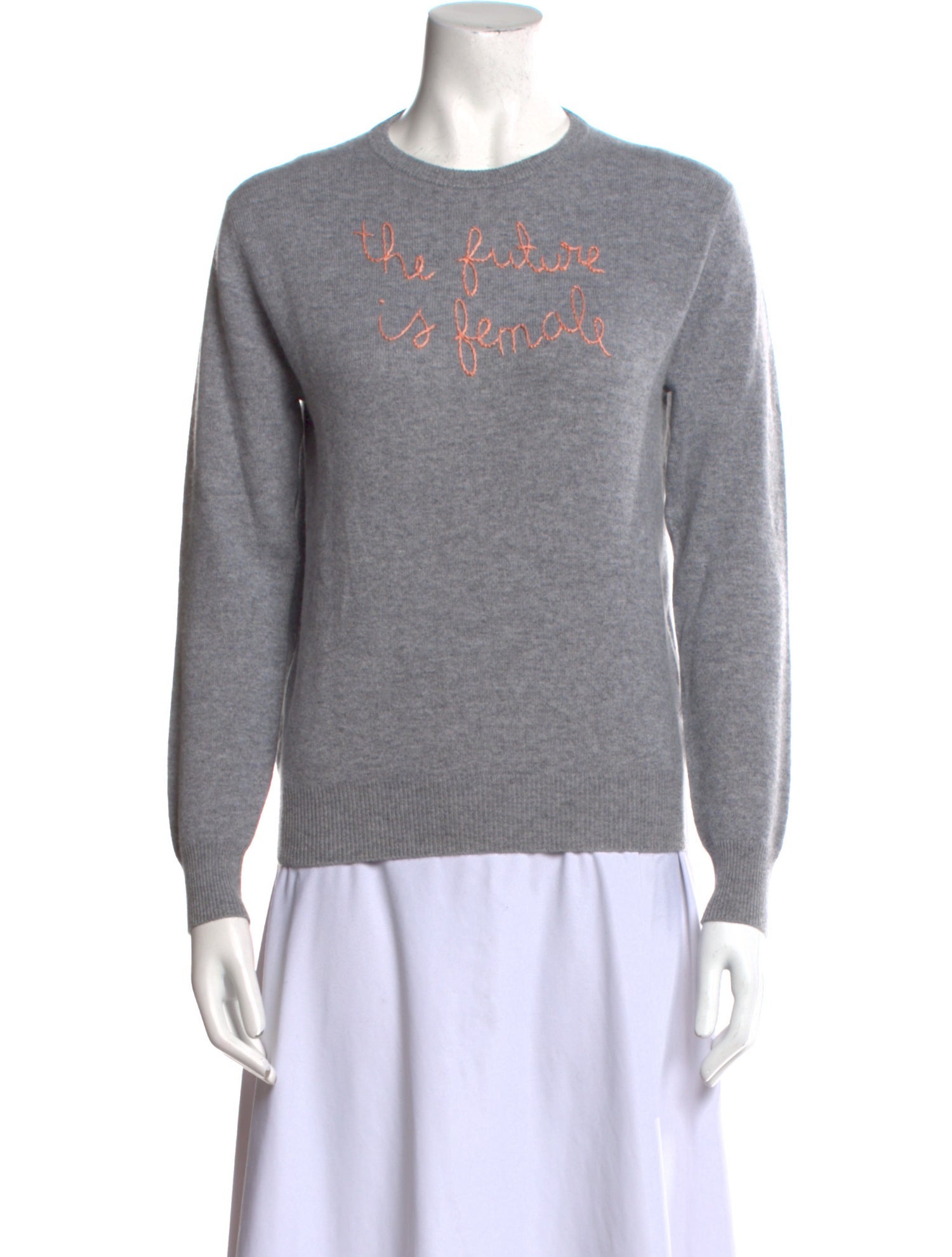 Lingua Franca Cashmere Graphic Print Sweater - Grey Knitwear, Clothing ...