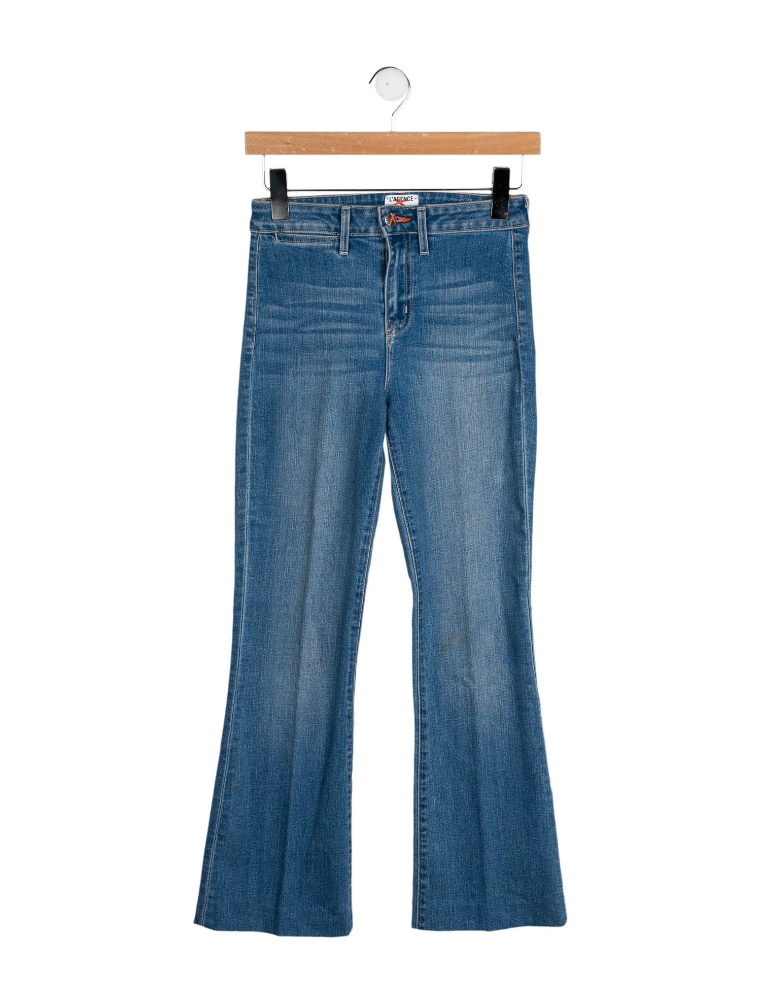 L'agence x Bert Stern Mid-Rise Flared Jeans - Blue, 9.75" Rise Jeans ...