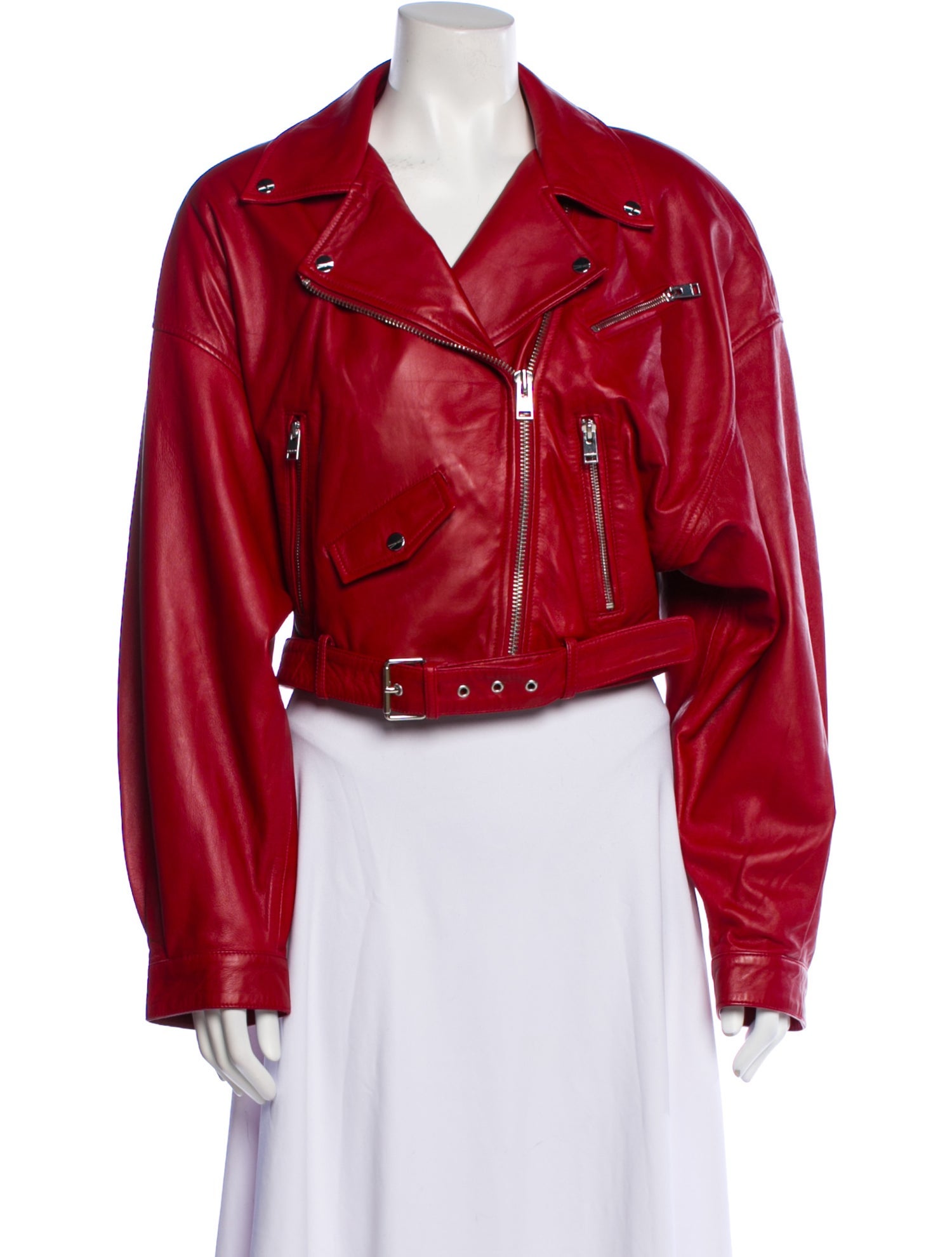 Lamarque Lamb Leather Biker Jacket w/ Tags - Red Jackets, Clothing ...