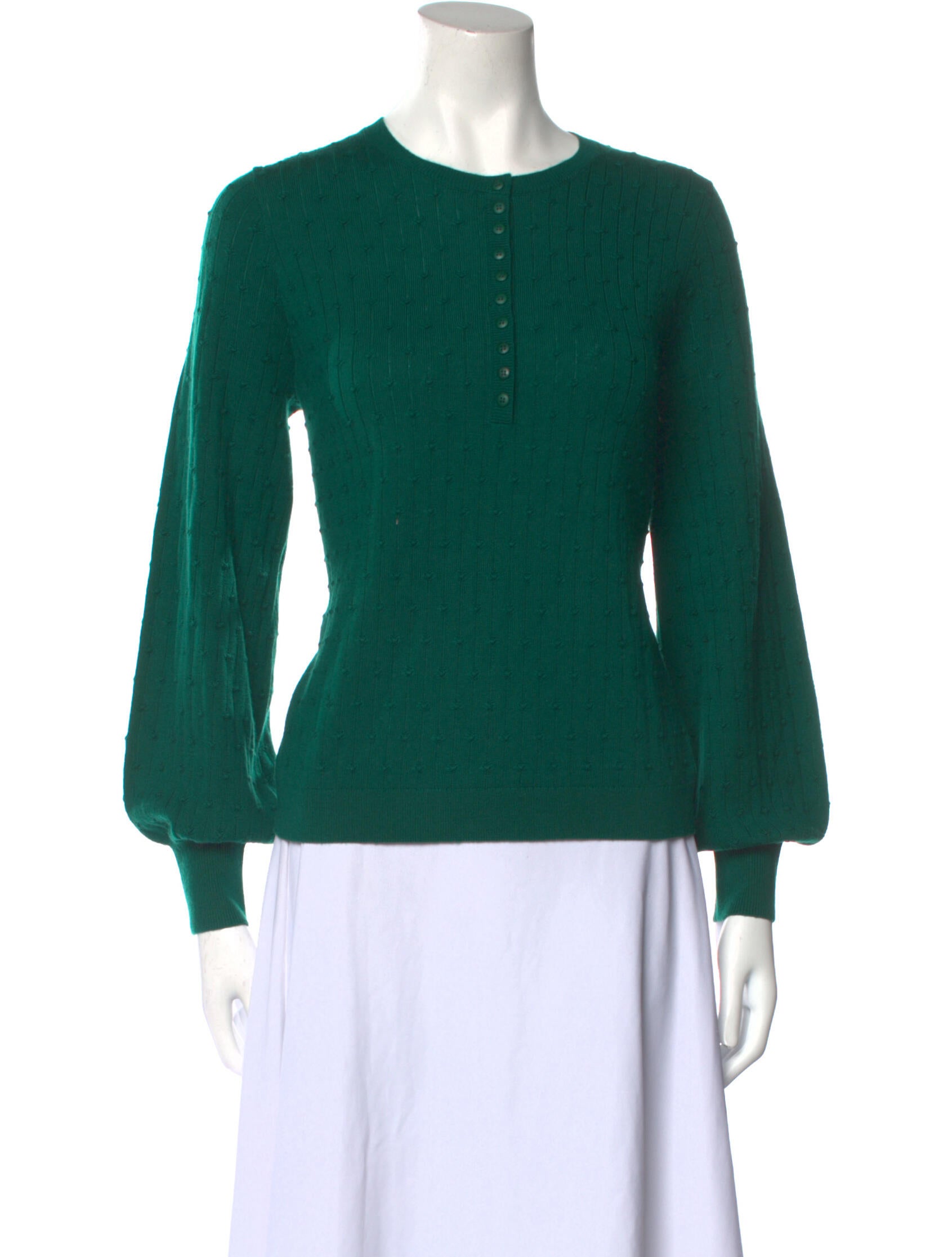 La Maille Sezane Merino Wool Crew Neck Sweater - Green Knitwear ...