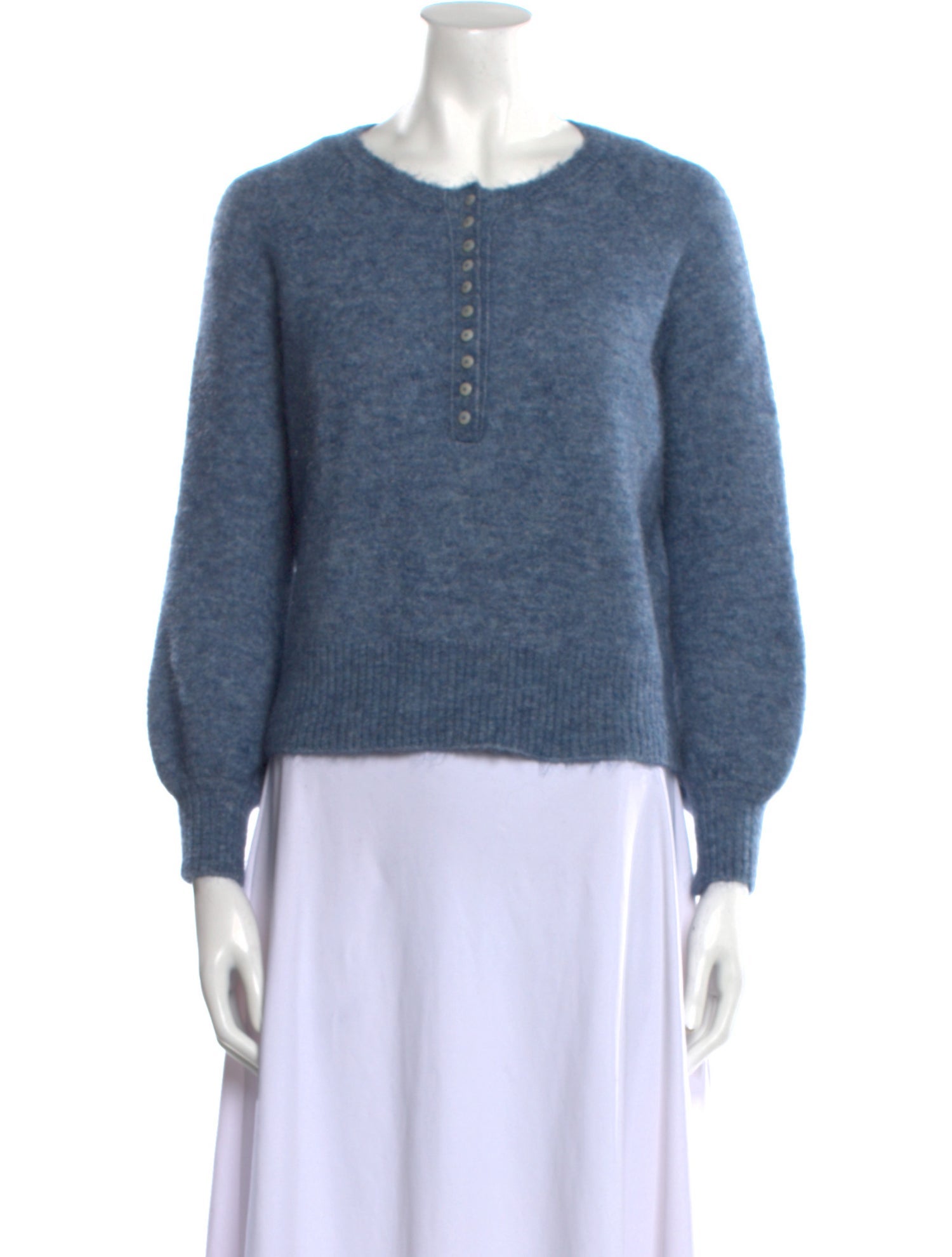 La Maille Sezane Crew Neck Sweater - Blue Knitwear, Clothing ...