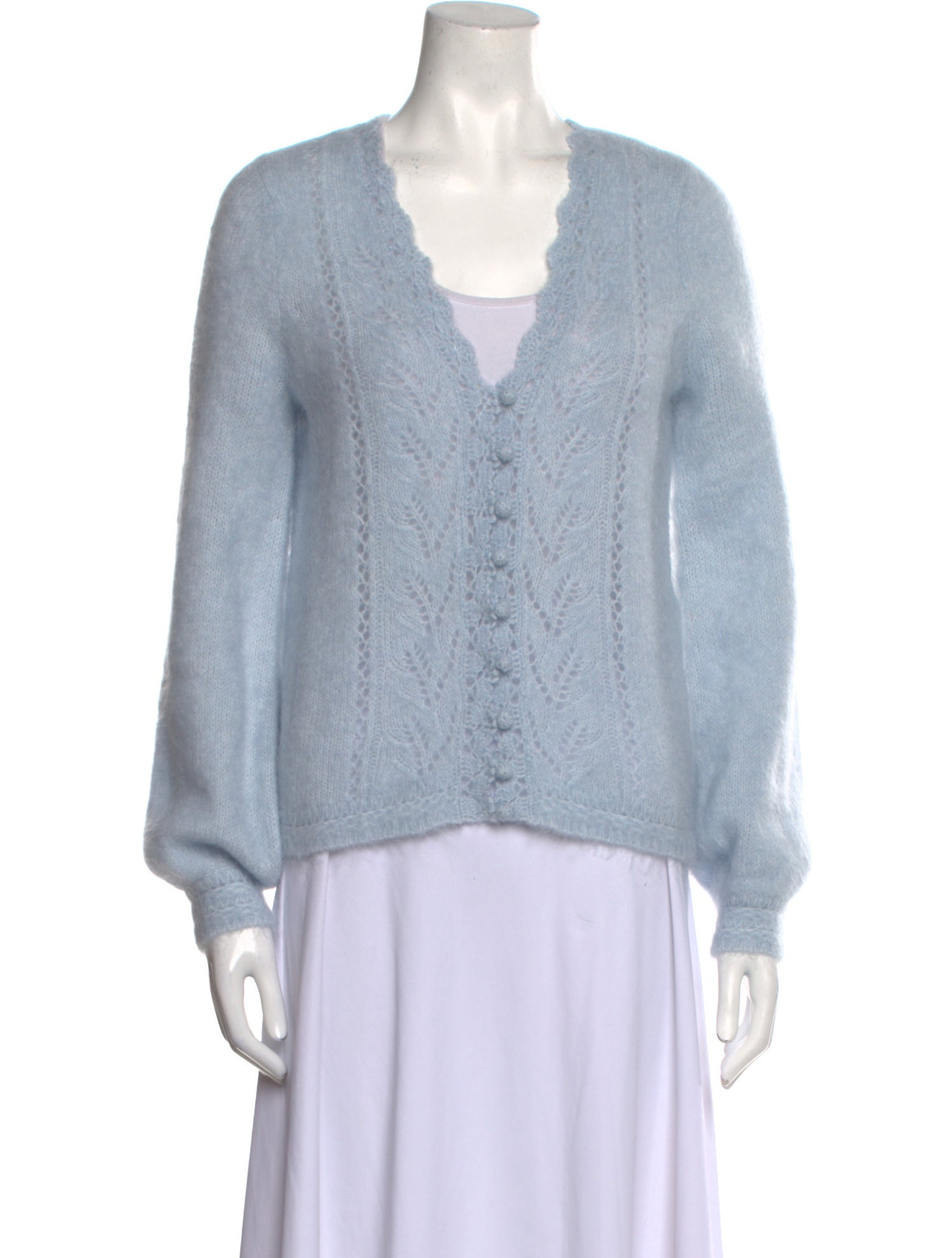 La Maille Sezane V-Neck Sweater - Blue Knitwear, Clothing - WLMSA24857 ...