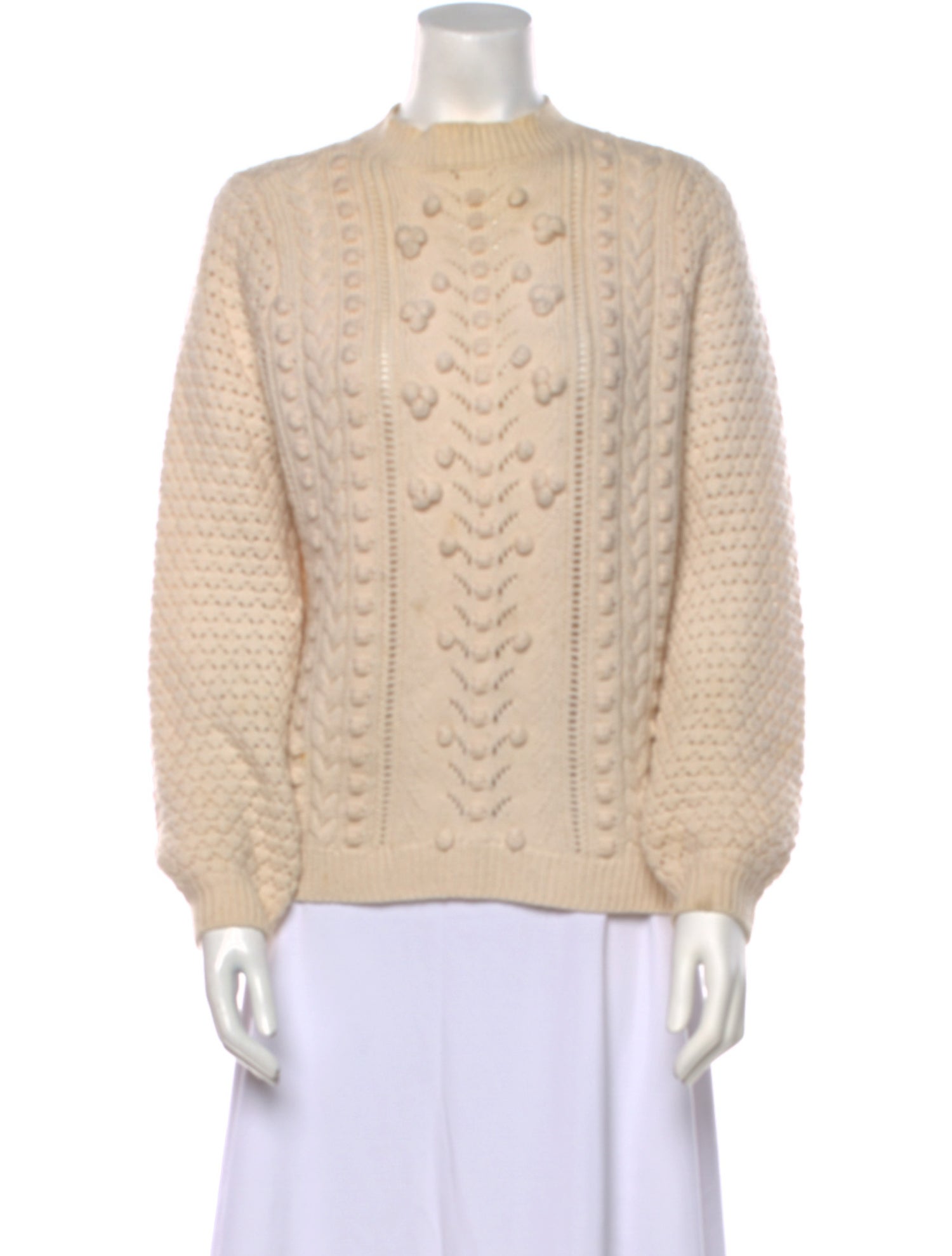 La Maille Sezane Wool Mock Neck Sweater - Neutrals Knitwear, Clothing ...