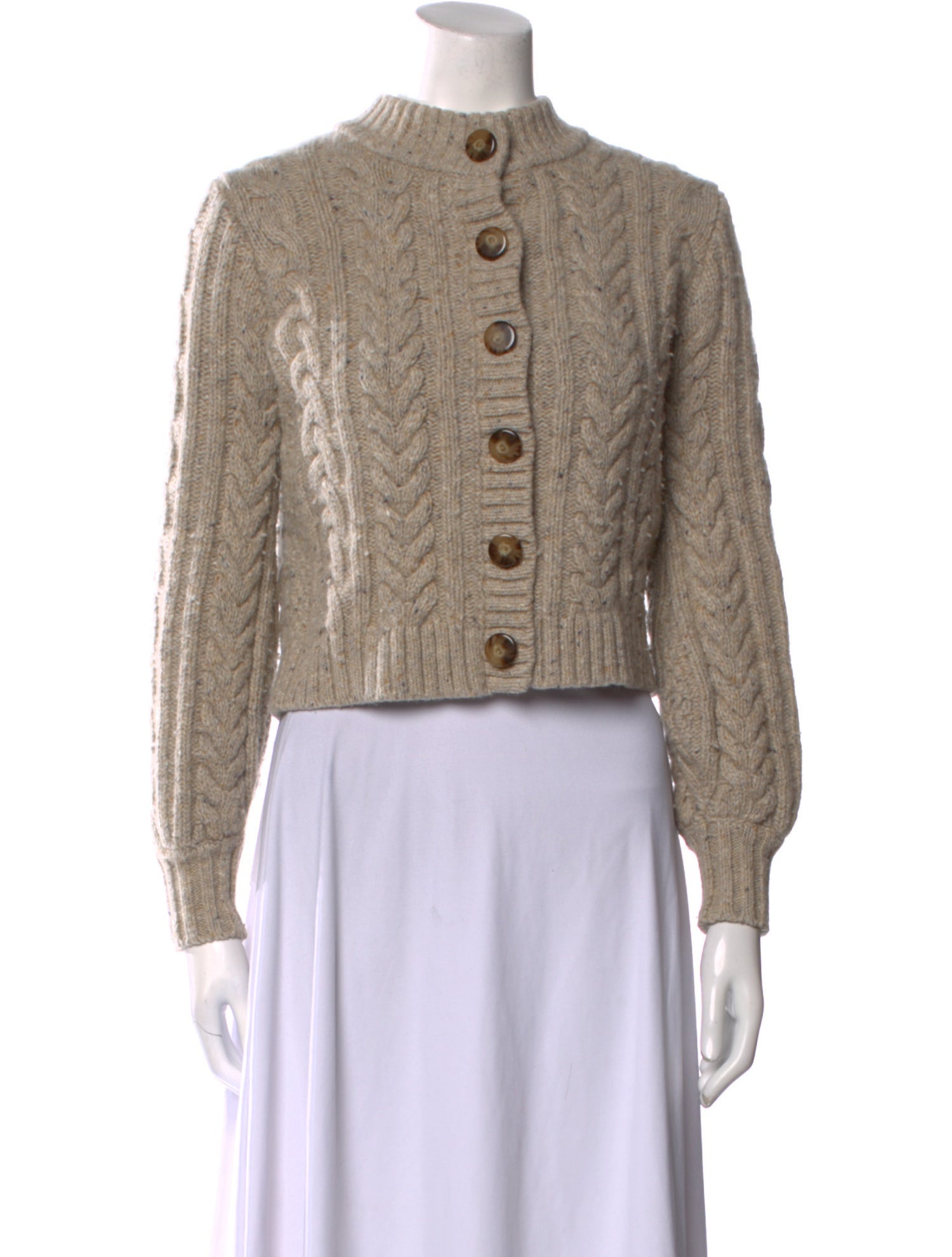 La Maille Sezane Merino Wool Mock Neck Sweater - Neutrals Knitwear ...