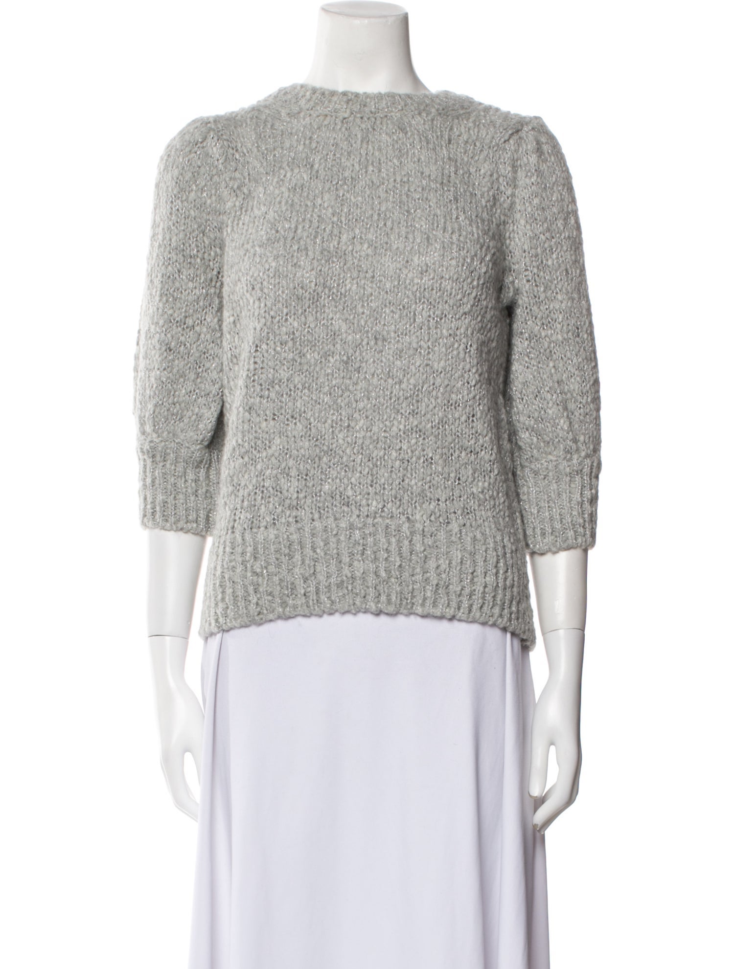 La Maille Sezane Merino Wool Crew Neck Sweater - Grey Knitwear ...