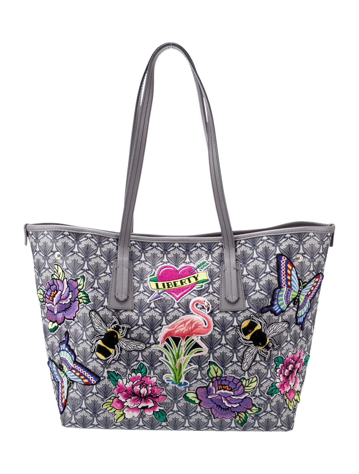 Liberty of London Coated Canvas Patterned Bag - Grey Totes, Handbags ...