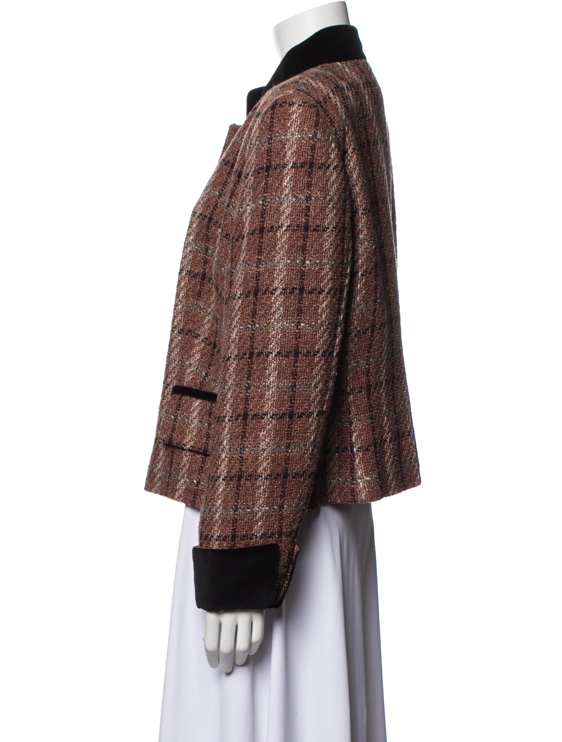 Louis Feraud Plaid Print Evening Jacket - Brown Jackets, Clothing ...