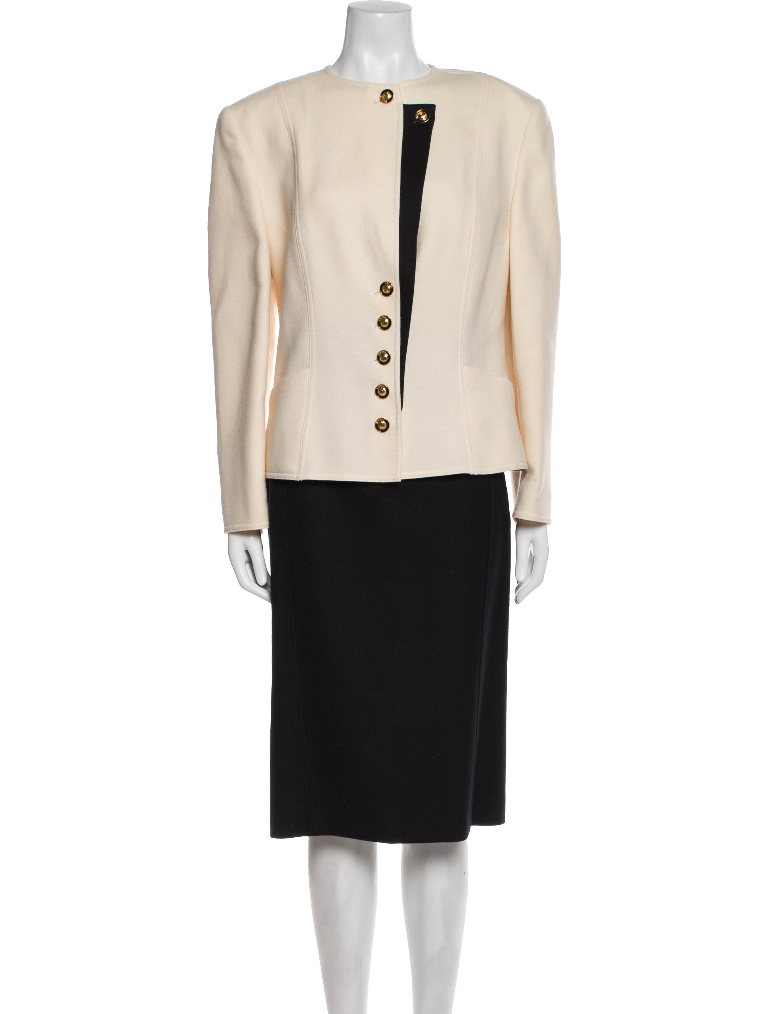 Louis Feraud Colorblock Pattern Skirt Suit - Neutrals Suits and Sets ...
