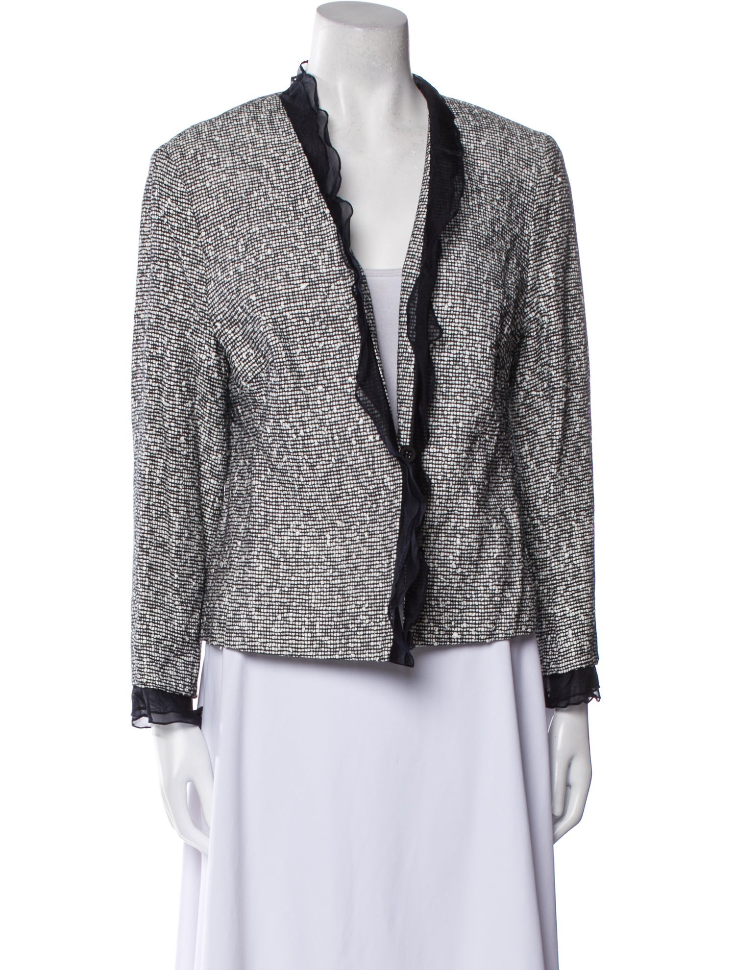 Louis Feraud Tweed Pattern Evening Jacket - Blue Jackets, Clothing ...