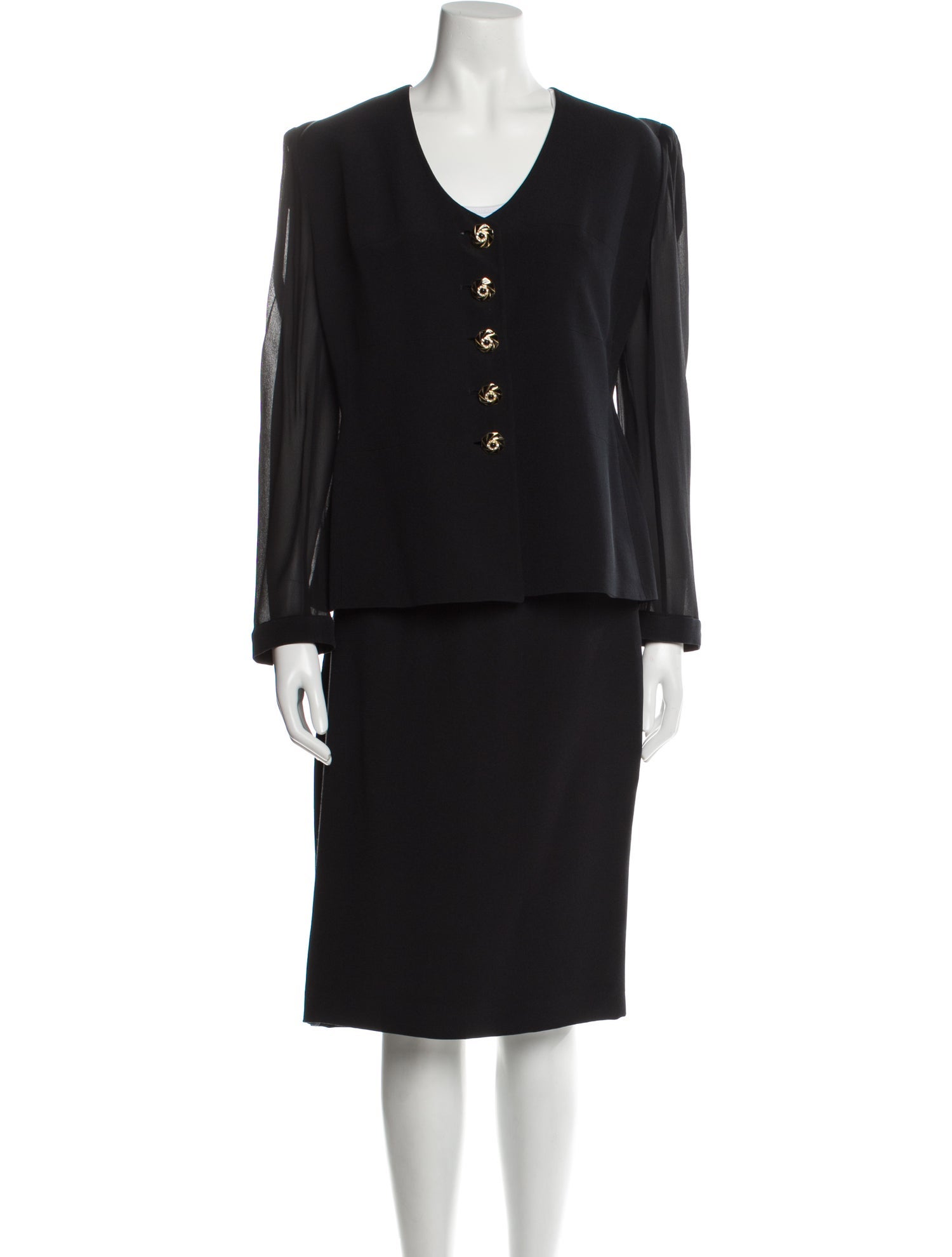 Louis Feraud Silk Skirt Suit - Black Suits and Sets, Clothing ...