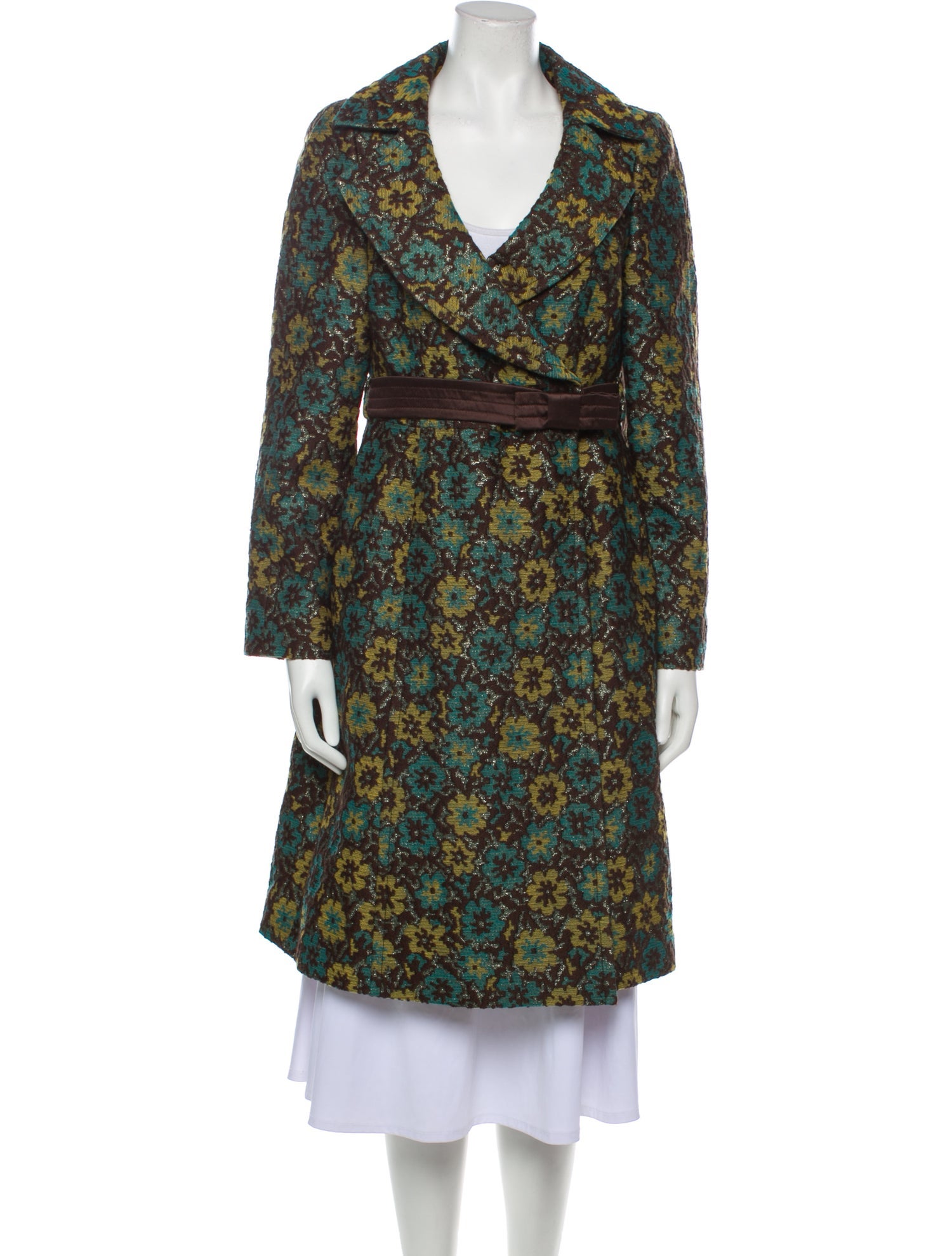 Louis Feraud Virgin Wool Floral Print Coat w/ Tags - Brown Coats ...