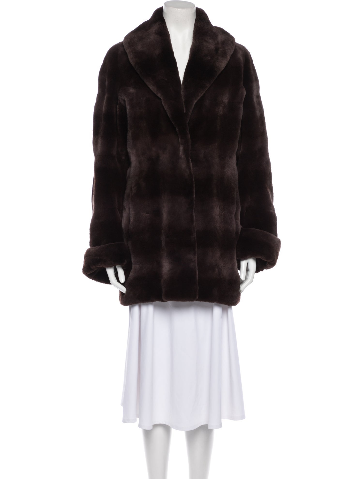 Louis Feraud Mink Plaid Print Fur Coat - Brown Coats, Clothing ...