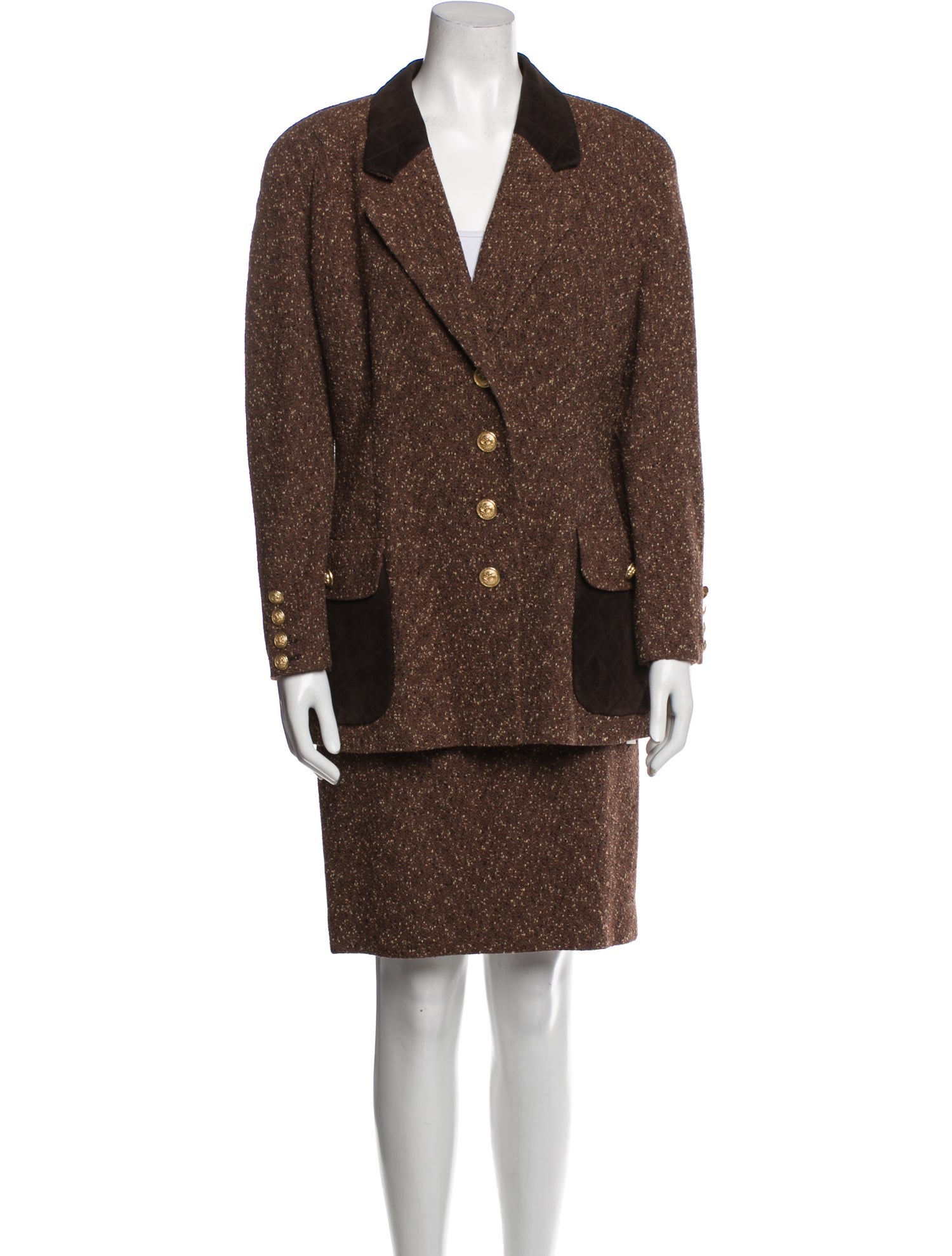 Louis Feraud Vintage Virgin Wool Skirt Suit - Brown Suits and Sets ...