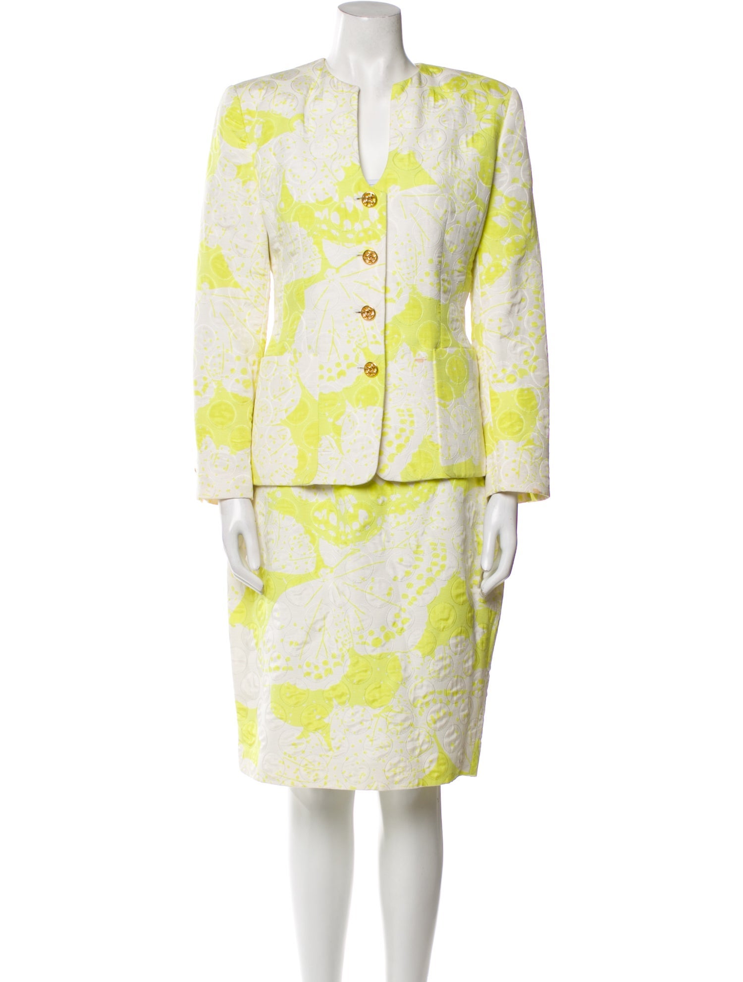 Louis Feraud Floral Print Skirt Suit - Green Suits and Sets, Clothing ...