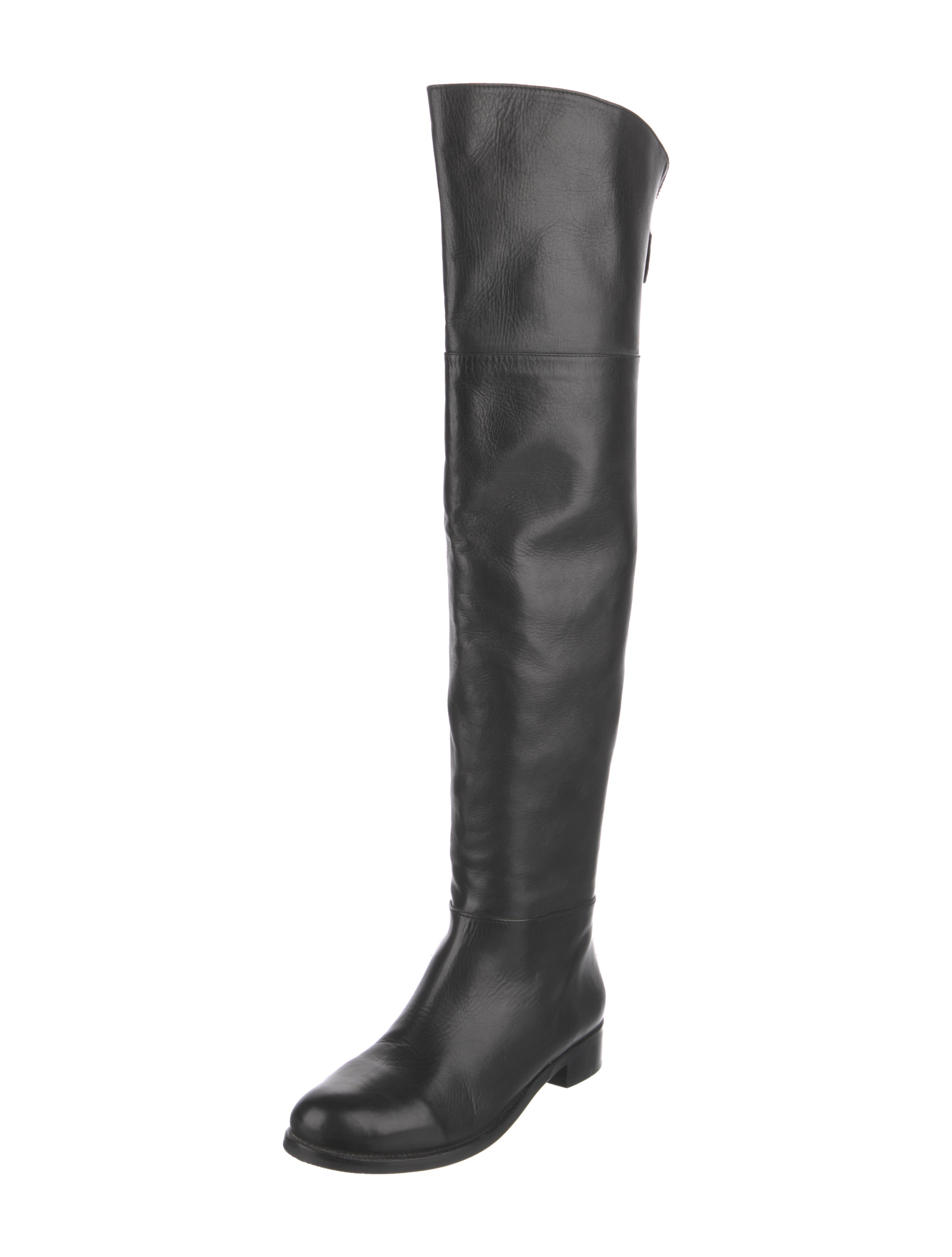 Jil Sander Leather Knee-High Wedge Boots - Burgundy Boots, Shoes ...