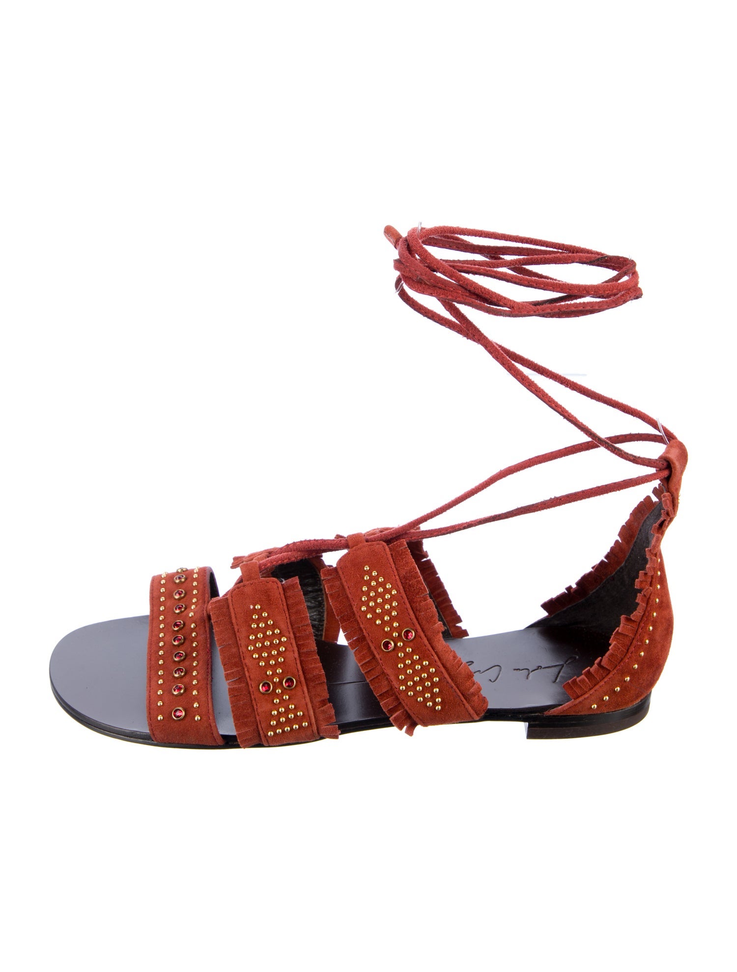 Lola Cruz Suede Animal Print Gladiator Sandals - Red Sandals, Shoes - WLOLA21464 | The RealReal