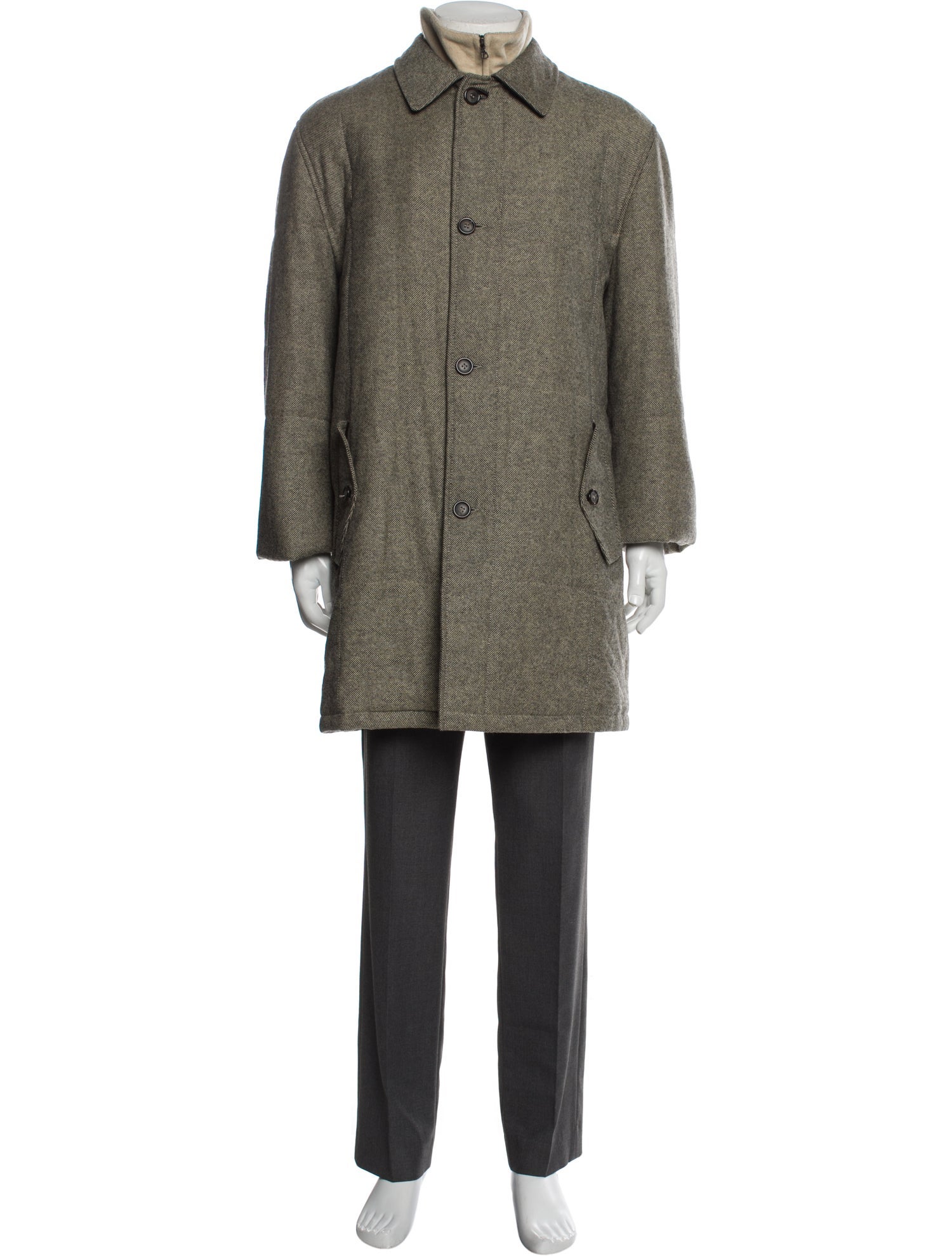 Longhi Tweed Pattern Overcoat - Neutrals Outerwear, Clothing ...