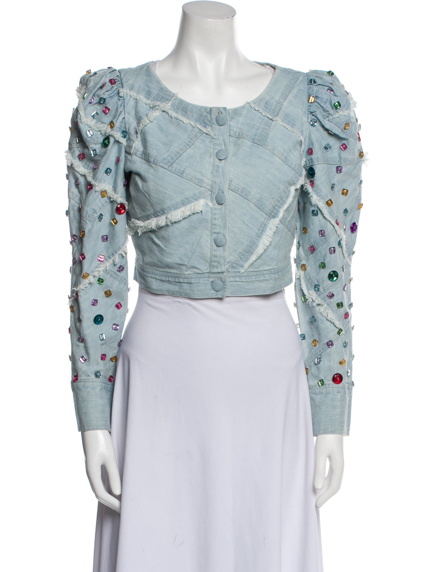 LoveShackFancy Printed Denim Jacket - Blue Jackets, Clothing - WLOSH100212 | The RealReal