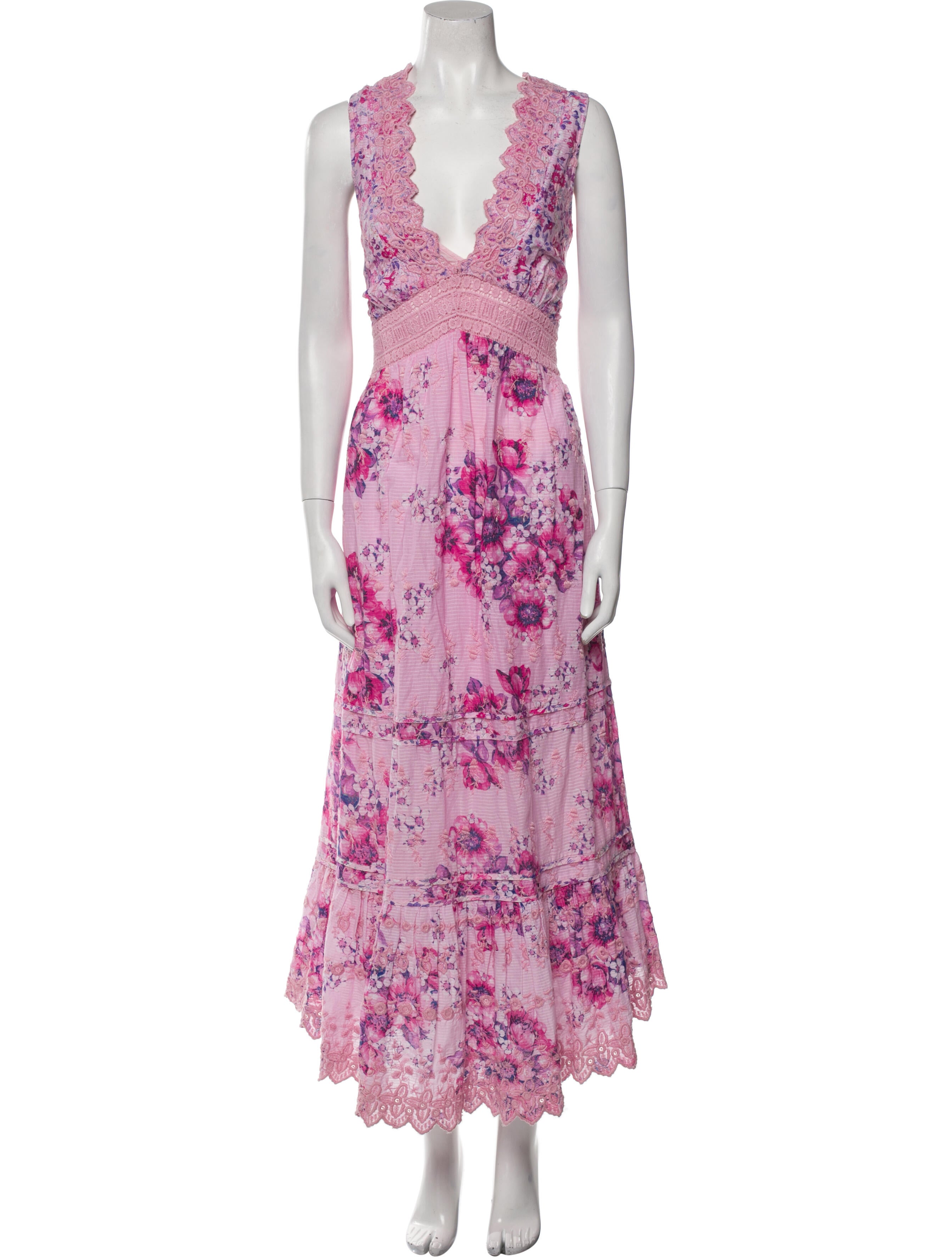 LoveShackFancy Lace Pattern Long Dress - Pink Dresses, Clothing ...