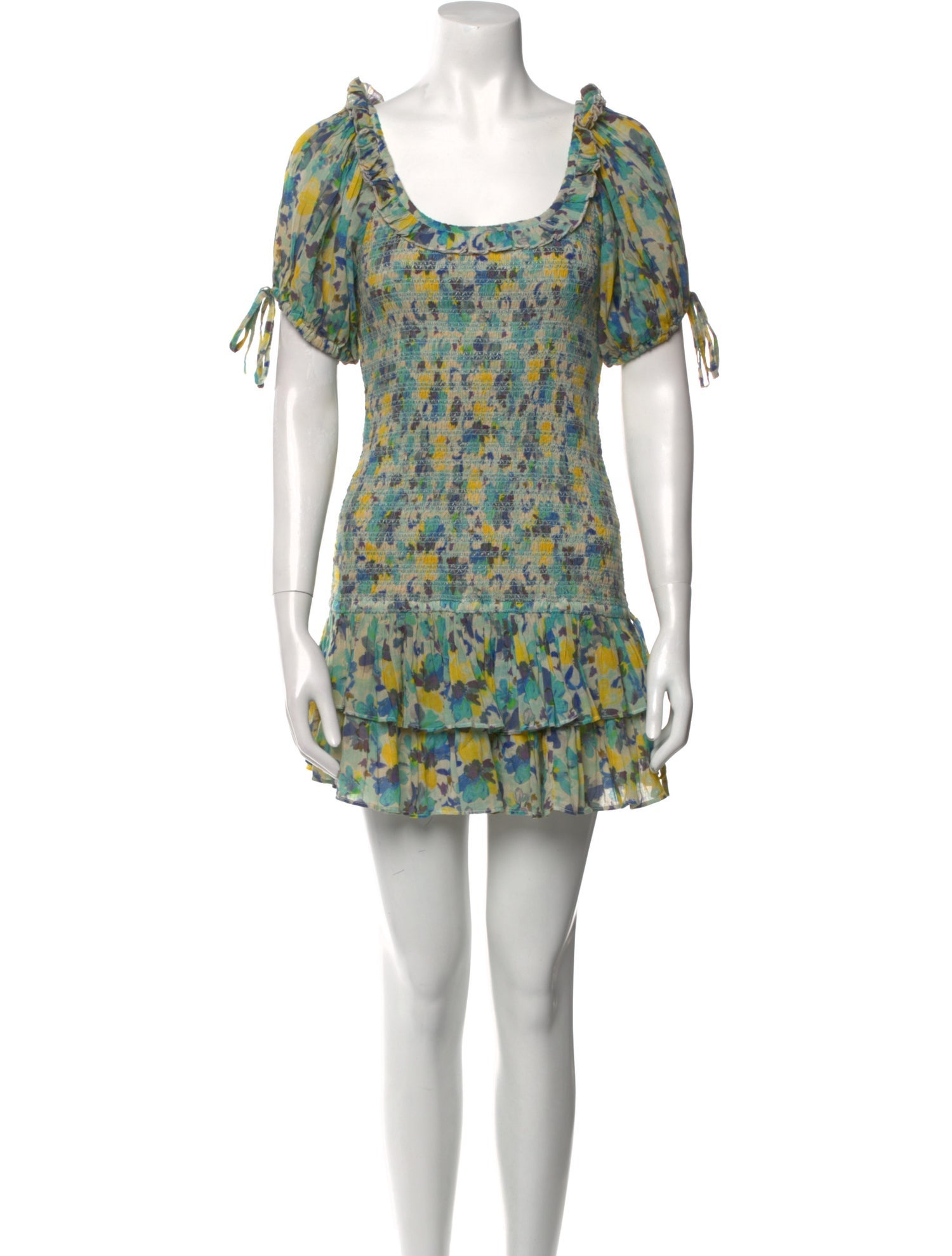 LoveShackFancy Floral Print Mini Dress - Green Dresses, Clothing ...