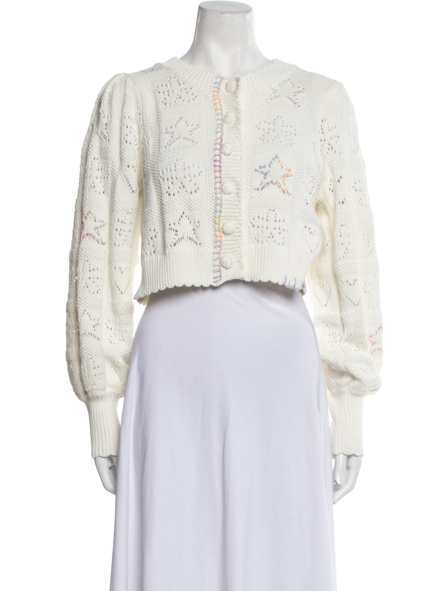 LoveShackFancy Lace Pattern Crew Neck Sweater - White Knitwear ...